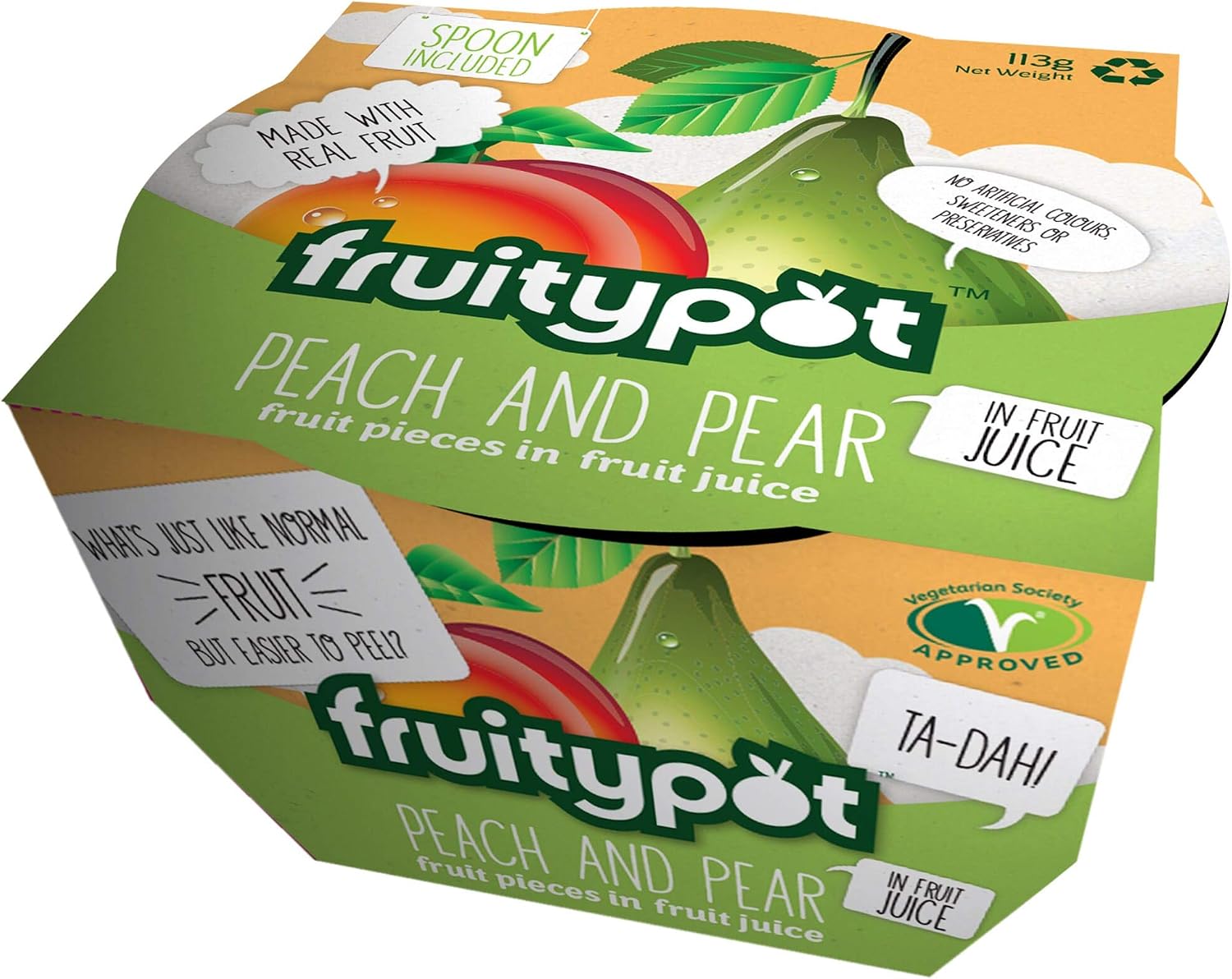 Fruitypot Peach & Pear in Fruit Juice, 18 x 113 g Pots : Amazon.co.uk ...