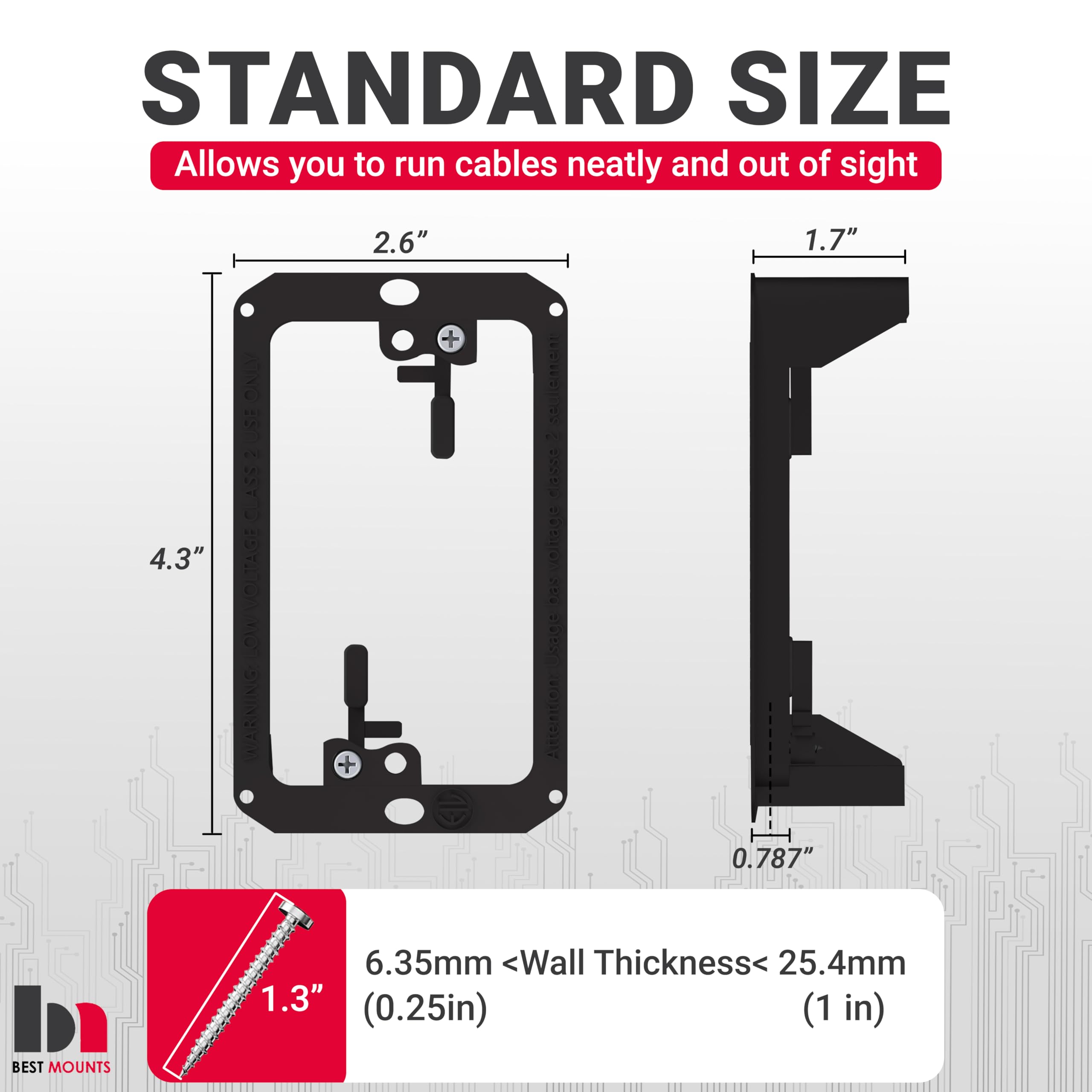 Snapklik.com : BestMounts Low Voltage Mounting Bracket 1 Gang, 12 Pack ...