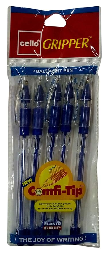 Cello Gripper Ball Point Pen, Blue, Pack of 5 : Amazon.in: Office Products