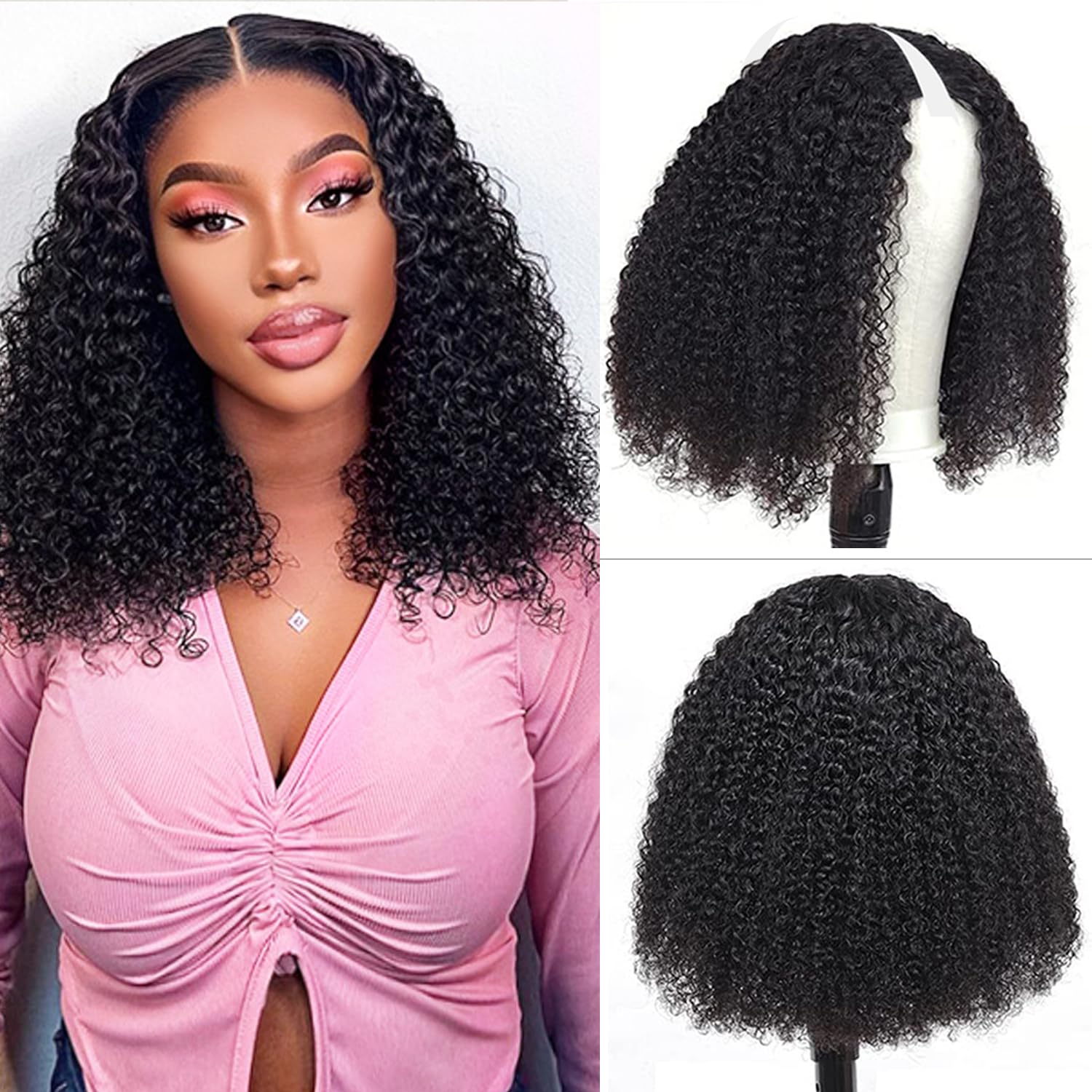 Amazon.com : V Part Wigs Human Hair Bob Wigs For Black Women Kinky ...