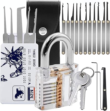 Lock Pick Set with Transparent Training Padlock,Premium Practice ...