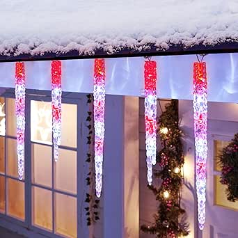 Minetom Icicle Lights Outdoor with Clips, 24.6ft 100 LED 20 Tubes ...
