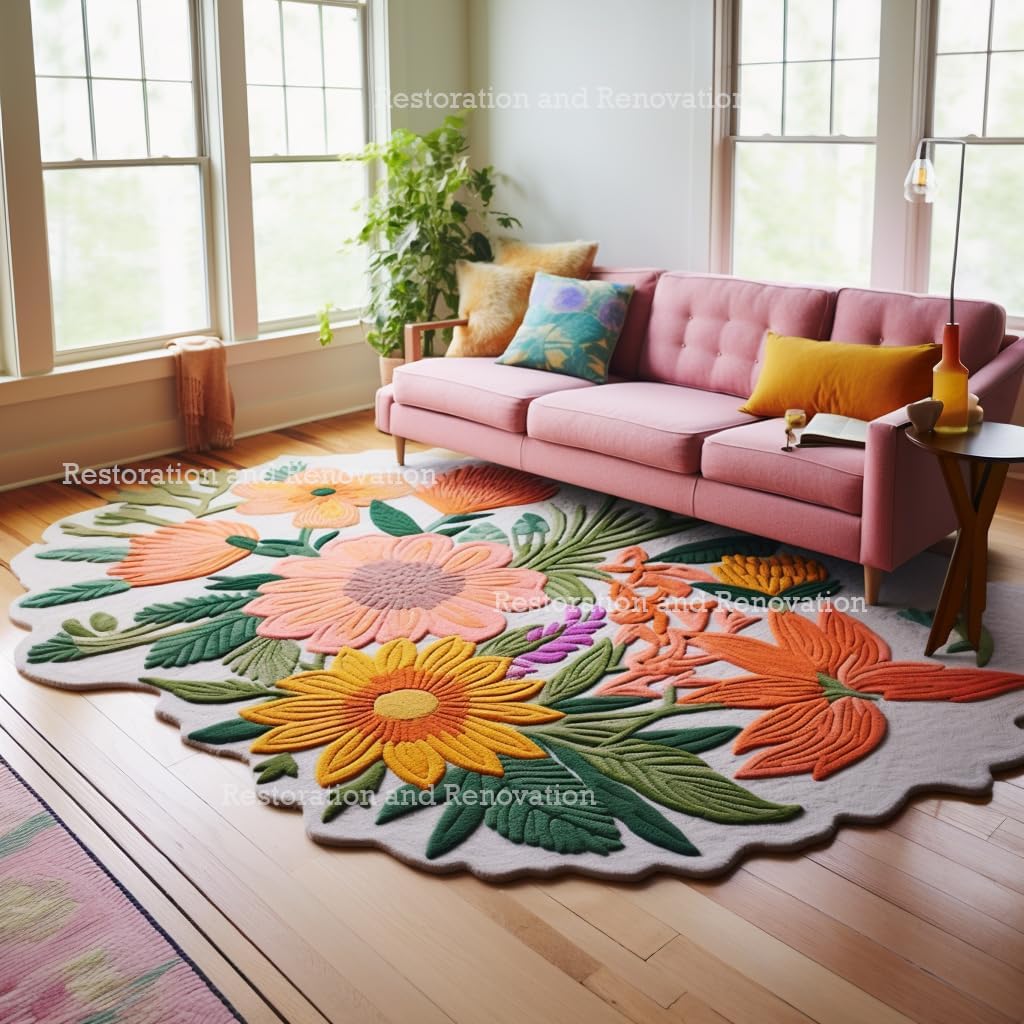 Amazon.com: Restoration and Renovation Handmade Wool Floral Area Rug ...