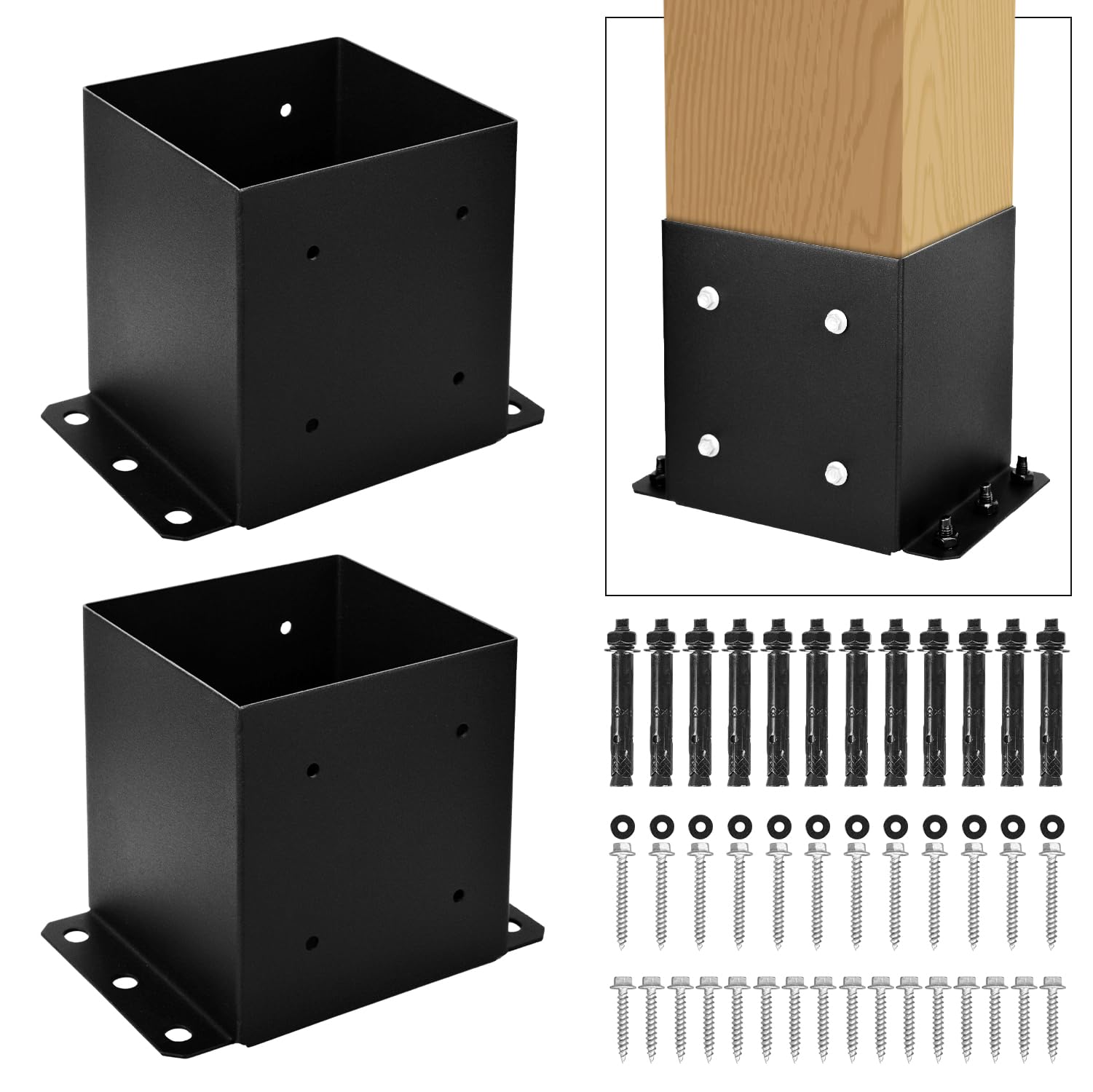 Snapklik.com : WIMART 6x6 Post Base, Inner Size 55"x55"Deck Post Base ...