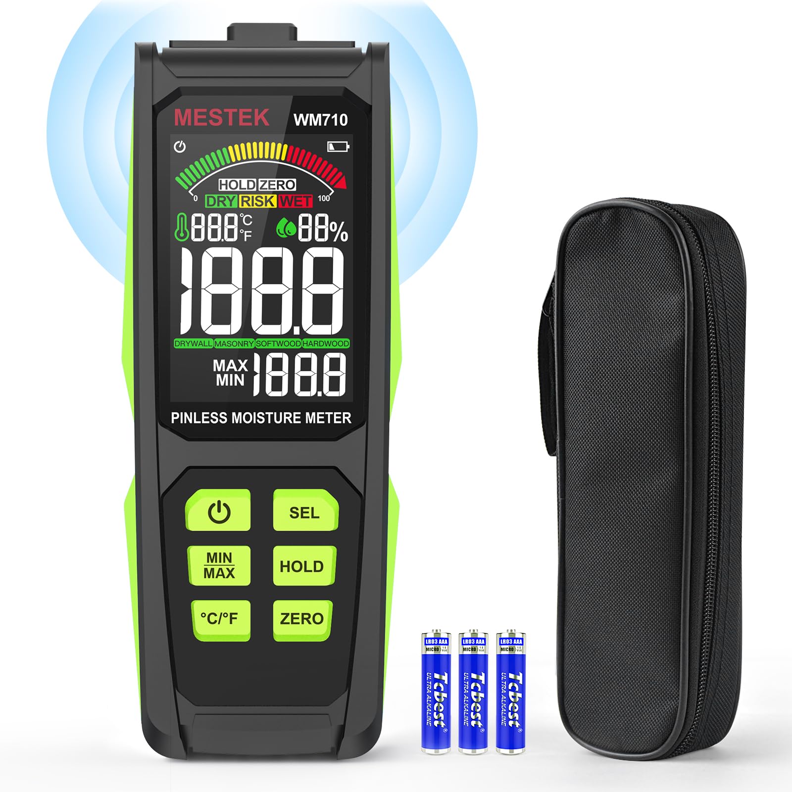 Snapklik.com : Pinless Wood Moisture Meter MESTEK Drywall Moisture ...