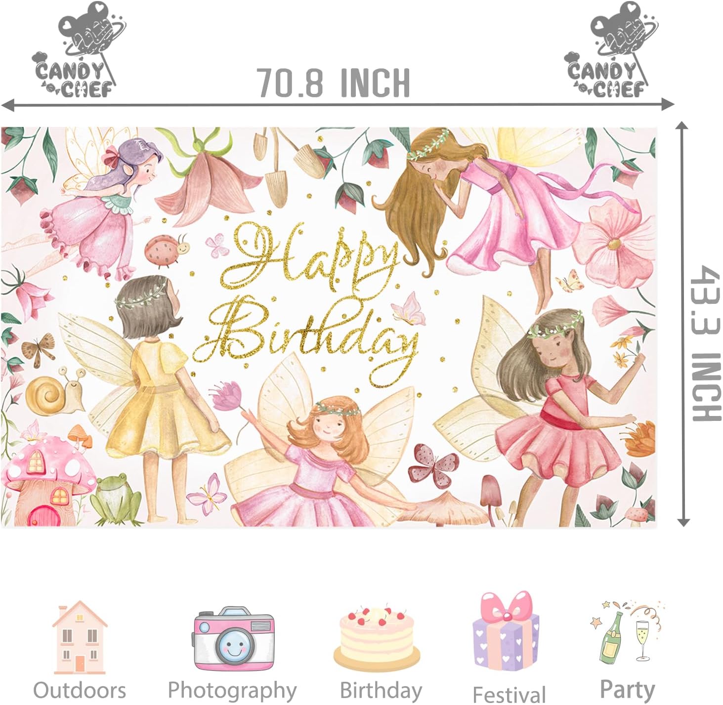 Fairy Birthday Party Backdrop Fairy Birthday Party Decorations Floral ...