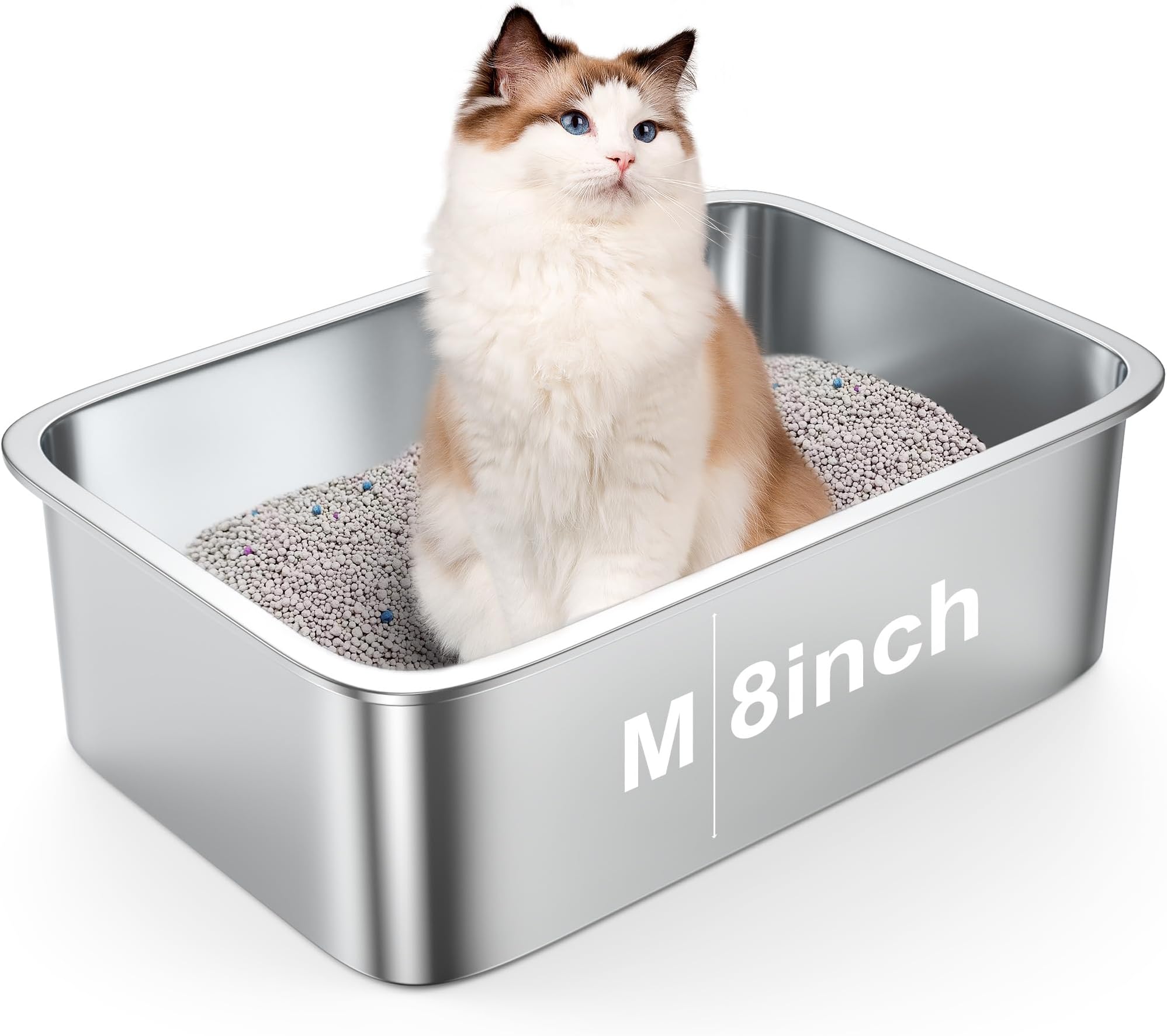 Amazon.com: 8" Deep Litter Box Stainless Steel Cat Litter Box Metal ...