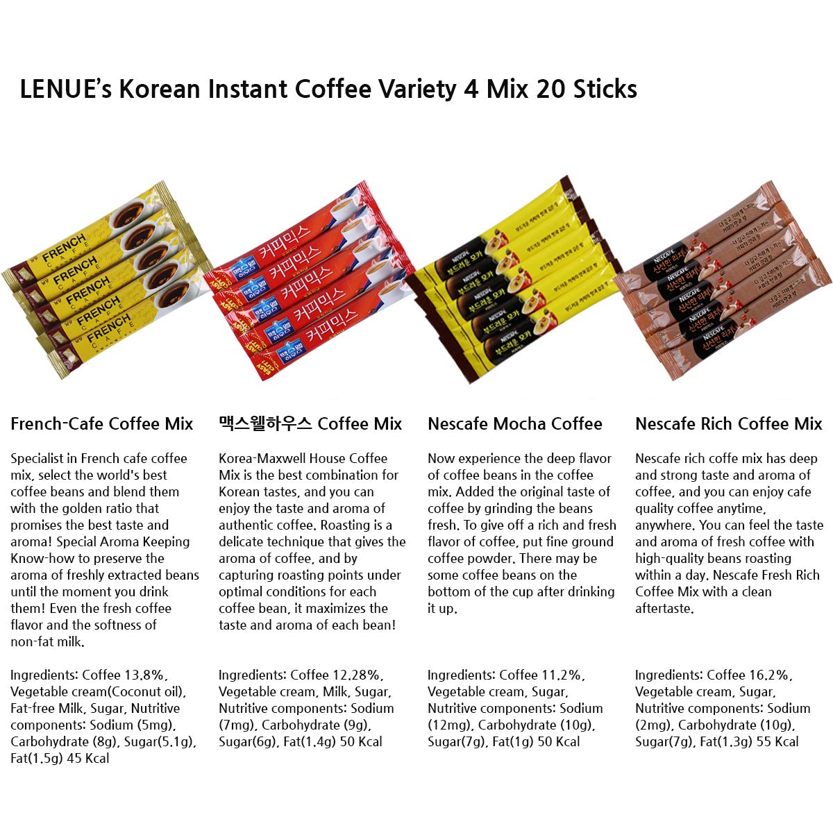 Home Cafe - 3 in 1 Instant Coffee Variety Sample Packets with Gift Box ...