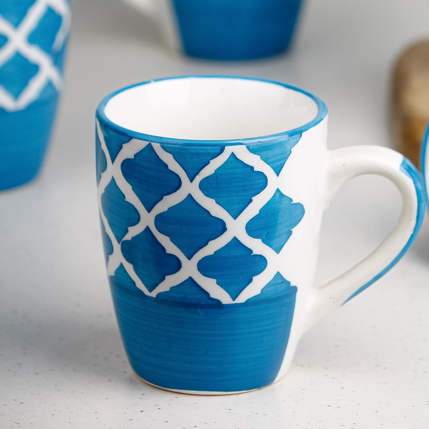 Buy The Earth Store Blue Moroccan Ceramic Coffee Mug Set of 1, 250ML ...