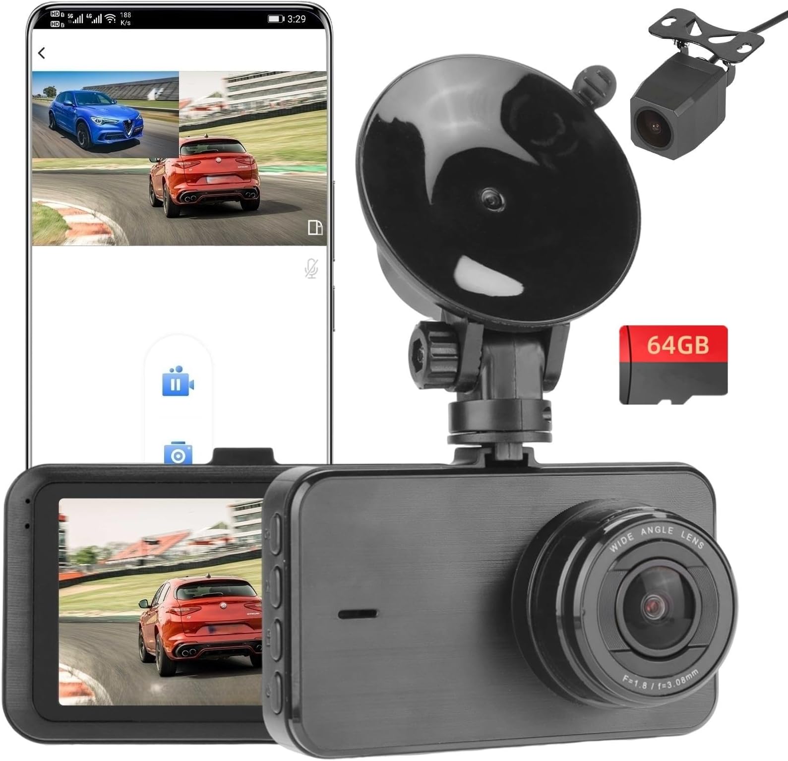 Amazon.com: Car DVR Back Up Car Camera Rear View 2.5K Video WiFi 1440P ...