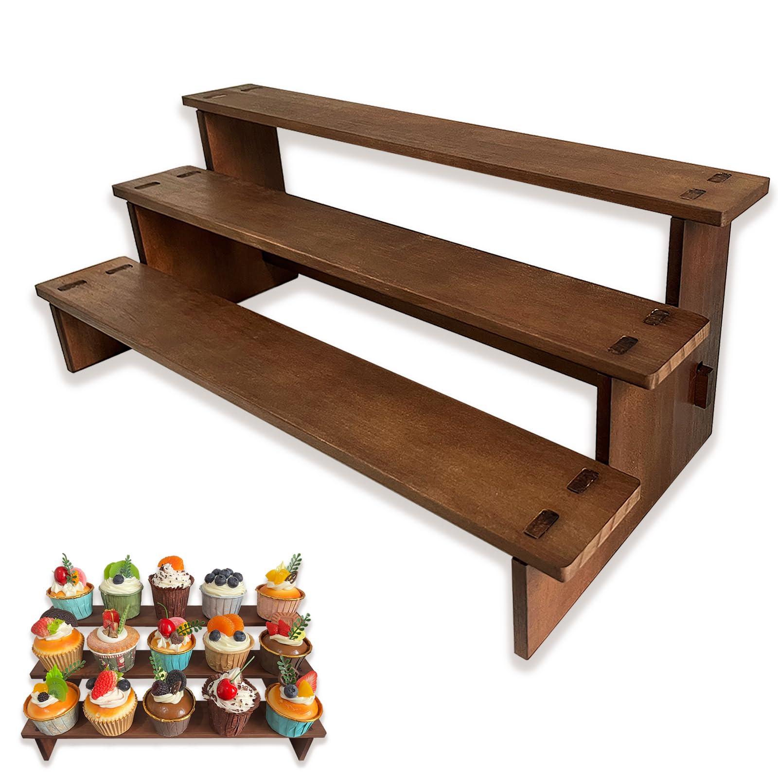 Amazon.com: Umgozrz Wooden Cupcake Stand 3 Tier Cupcake Stand Cupcake ...