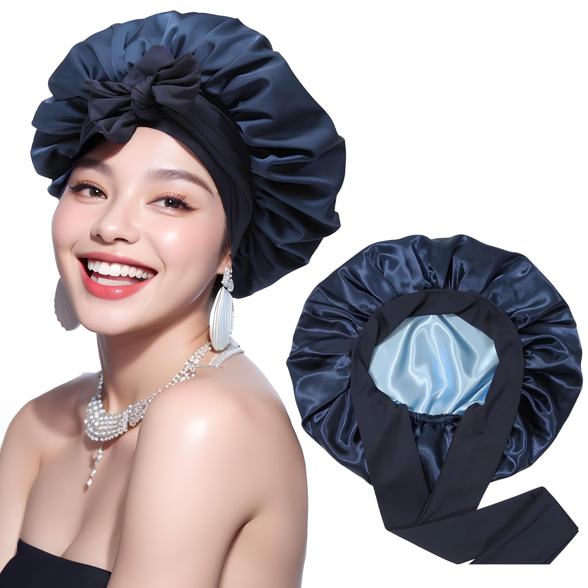 Silk Bonnet for Women, Bonnet for Sleeping, Shower Cap Bonnet for Curly ...