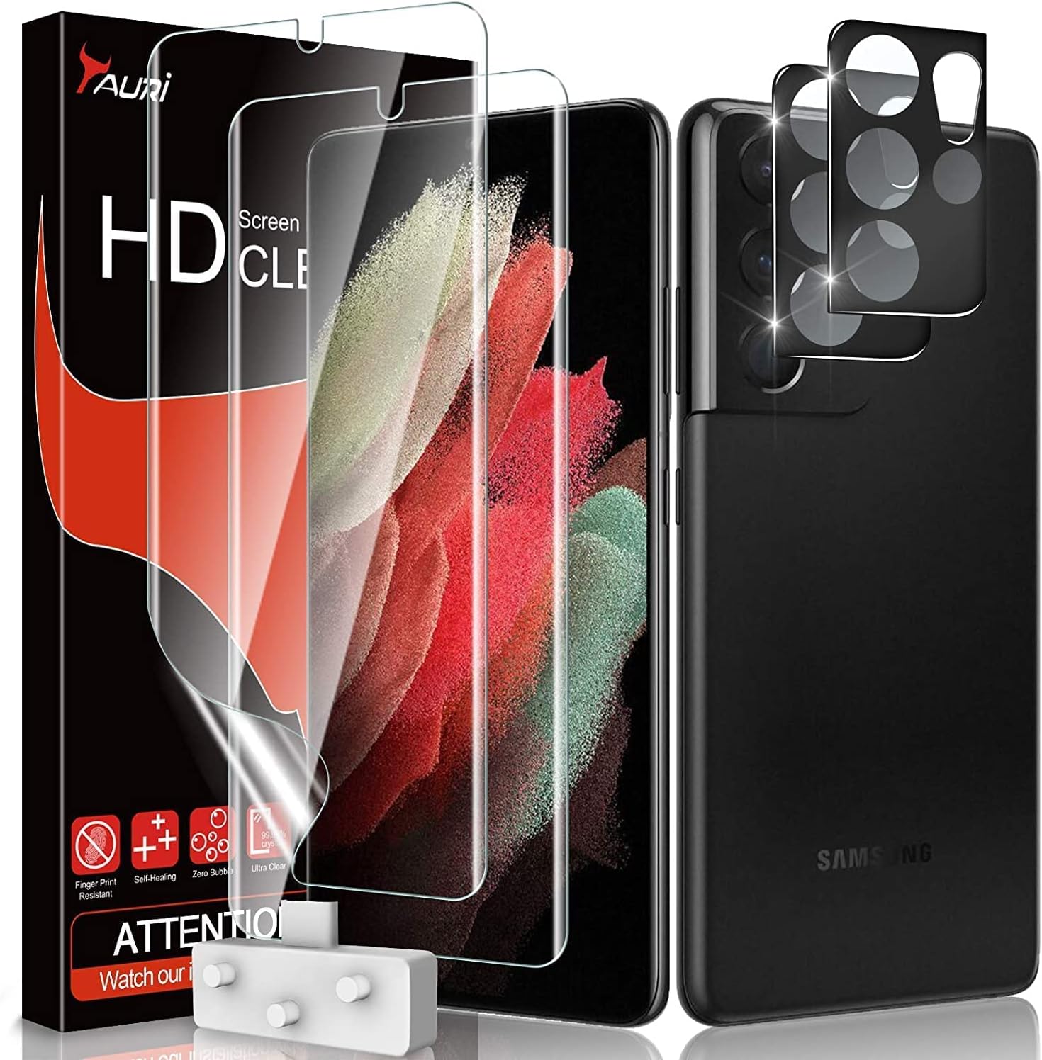 Amazon.com: LOOKSEVEN 3 Pack Hydrogel Film For Samsung Galaxy S21 Ultra ...