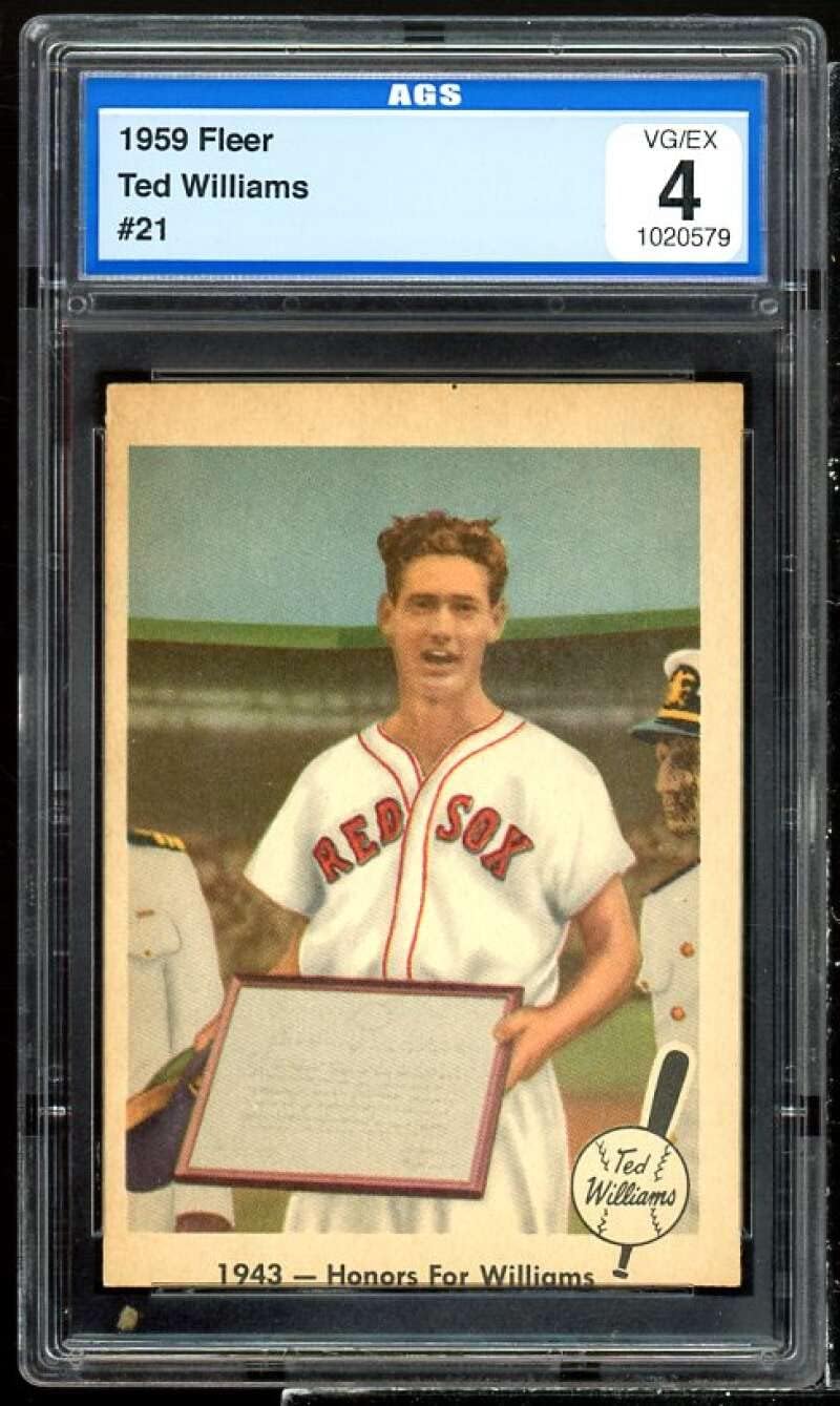 Amazon.com: Ted Williams Card 1959 Fleer Ted Williams #21 AGS 4 VG/EX ...