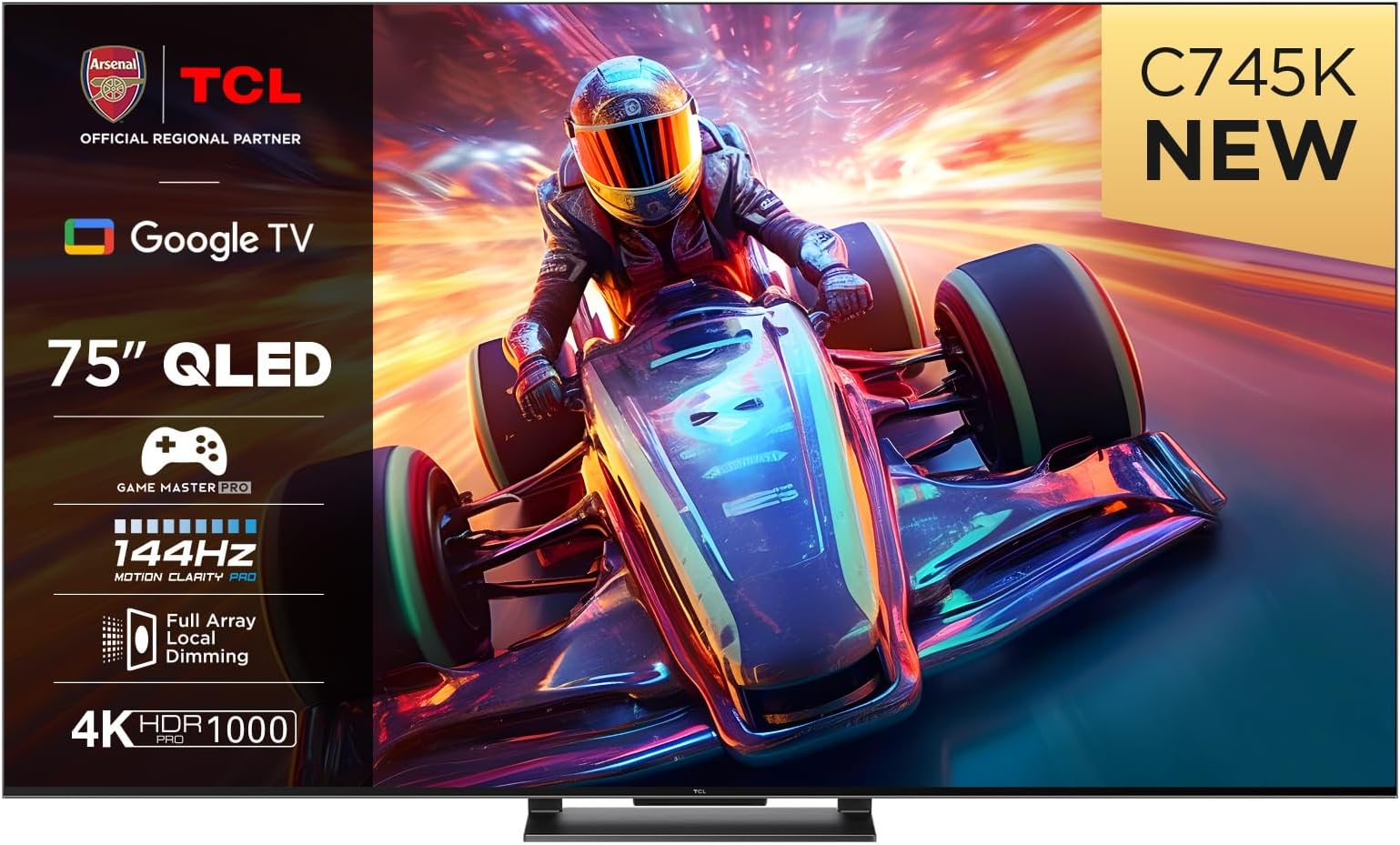 TCL 75C745K 75-inch QLED Television 144Hz Full Array Local Dimming 4K ...