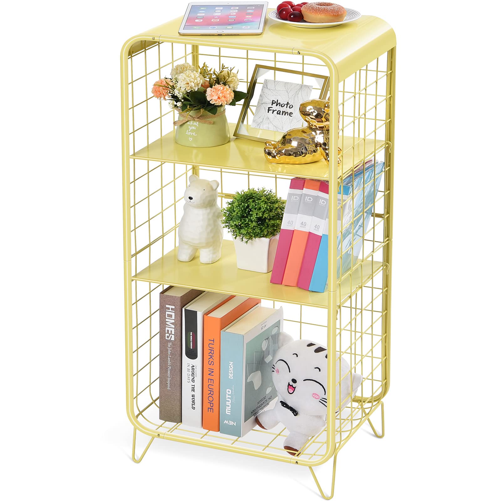 APEXCHASER Metal Side Tables Bedroom,Cute Nightstand,4-Tier Modern End ...