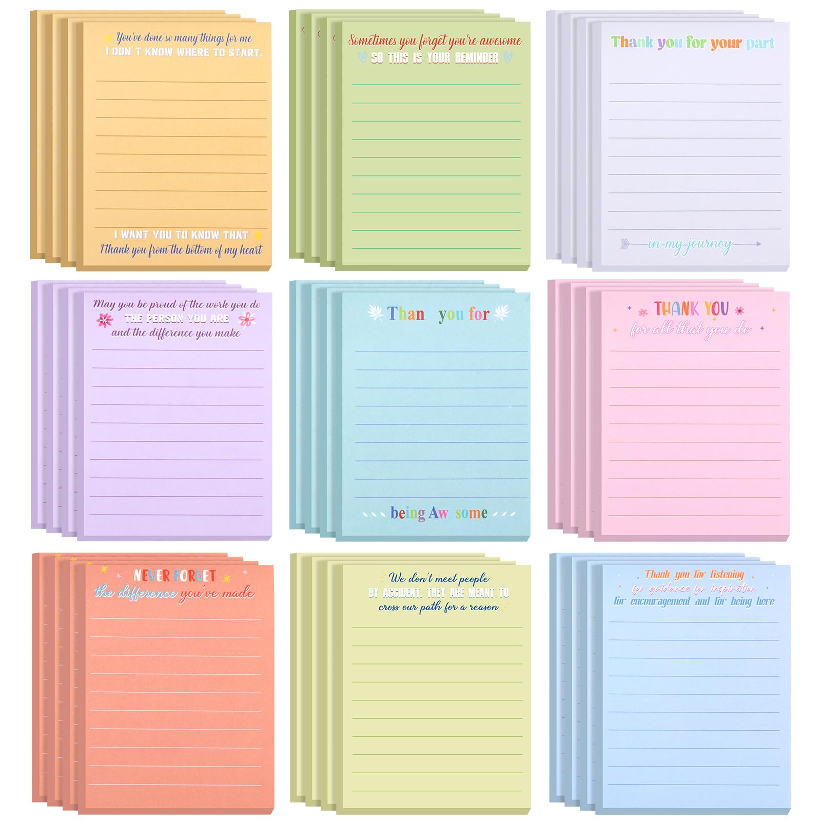 Amazon.com : Yinder 36 Pcs Thank You Sticky Notes Inspirational Sticky ...