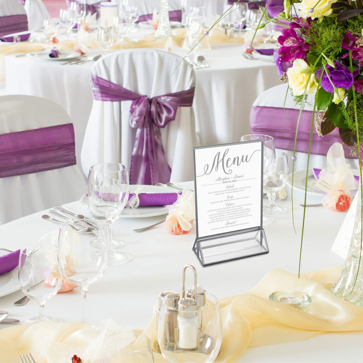 NIUBEE 6Pack 8.5x11 Clear Acrylic Sign Holder with Sliver Borders and ...