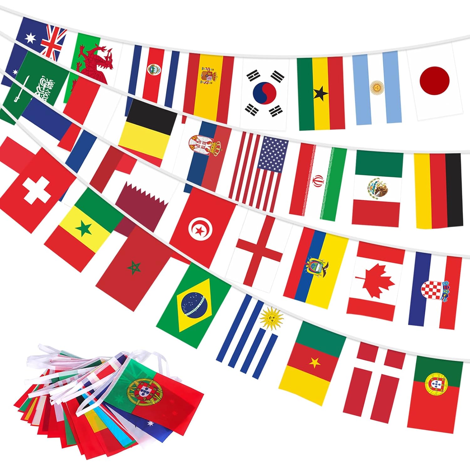 12 m Banderas de Mundo, Banderas de Países Guirnalda, Bandera de Copa ...