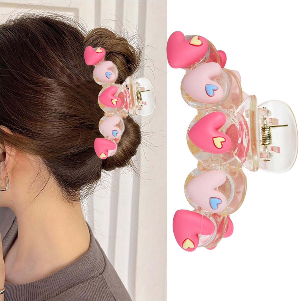 Amazon.com : Heart Hair Claw Clips, 1 Pack Heart Shape Hair Clips for ...