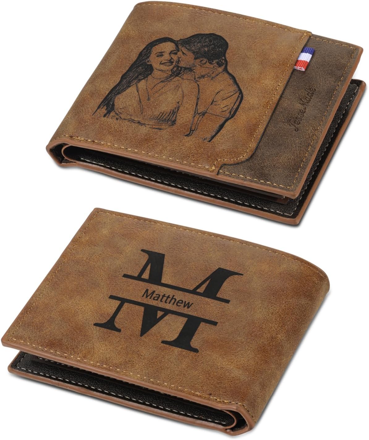 Amazon.com: Aiemghsde Custom Photo & Name Initials Wallets for Men ...