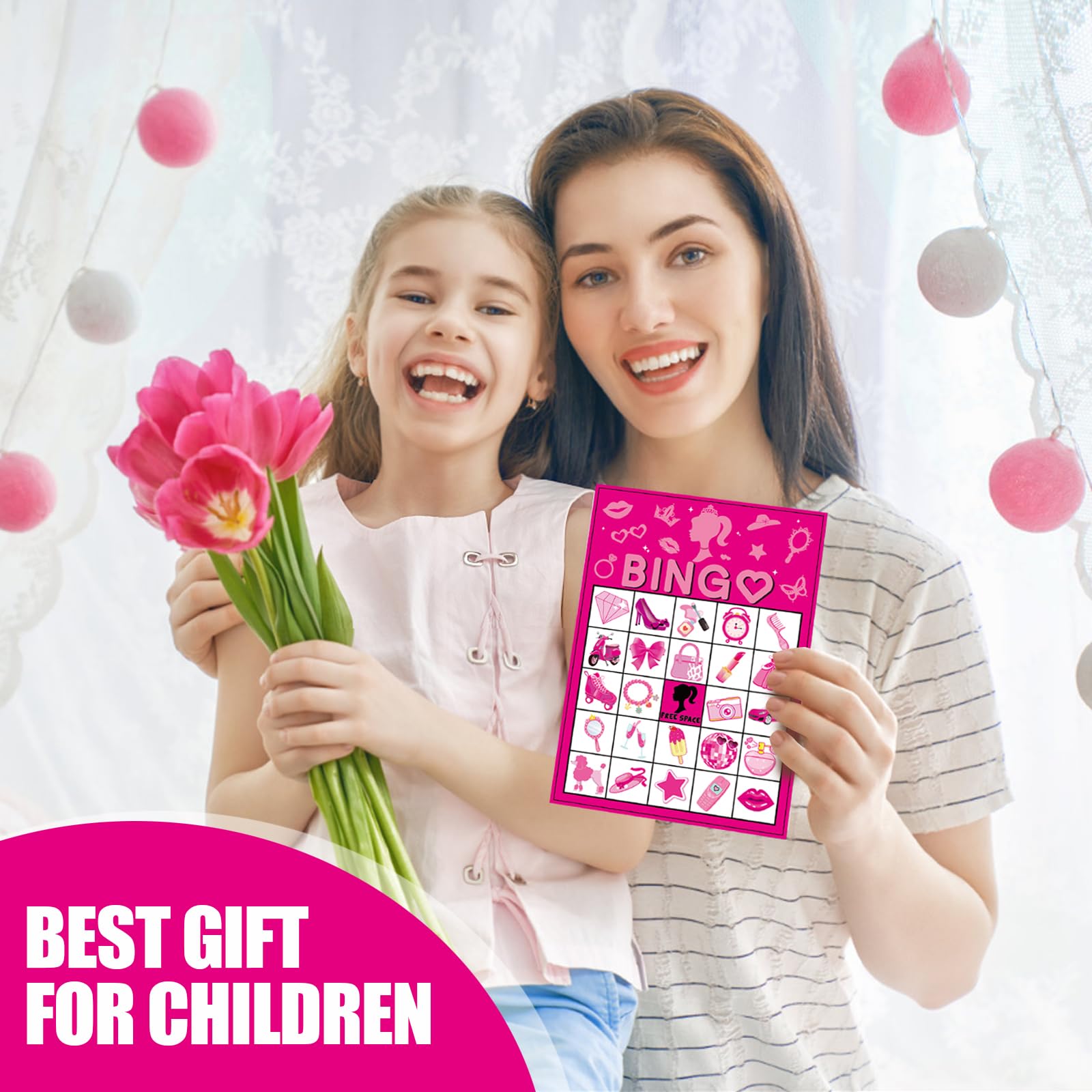 Snapklik.com : Pink Party Bingo Games Hot Pink Birthday Party Games For ...