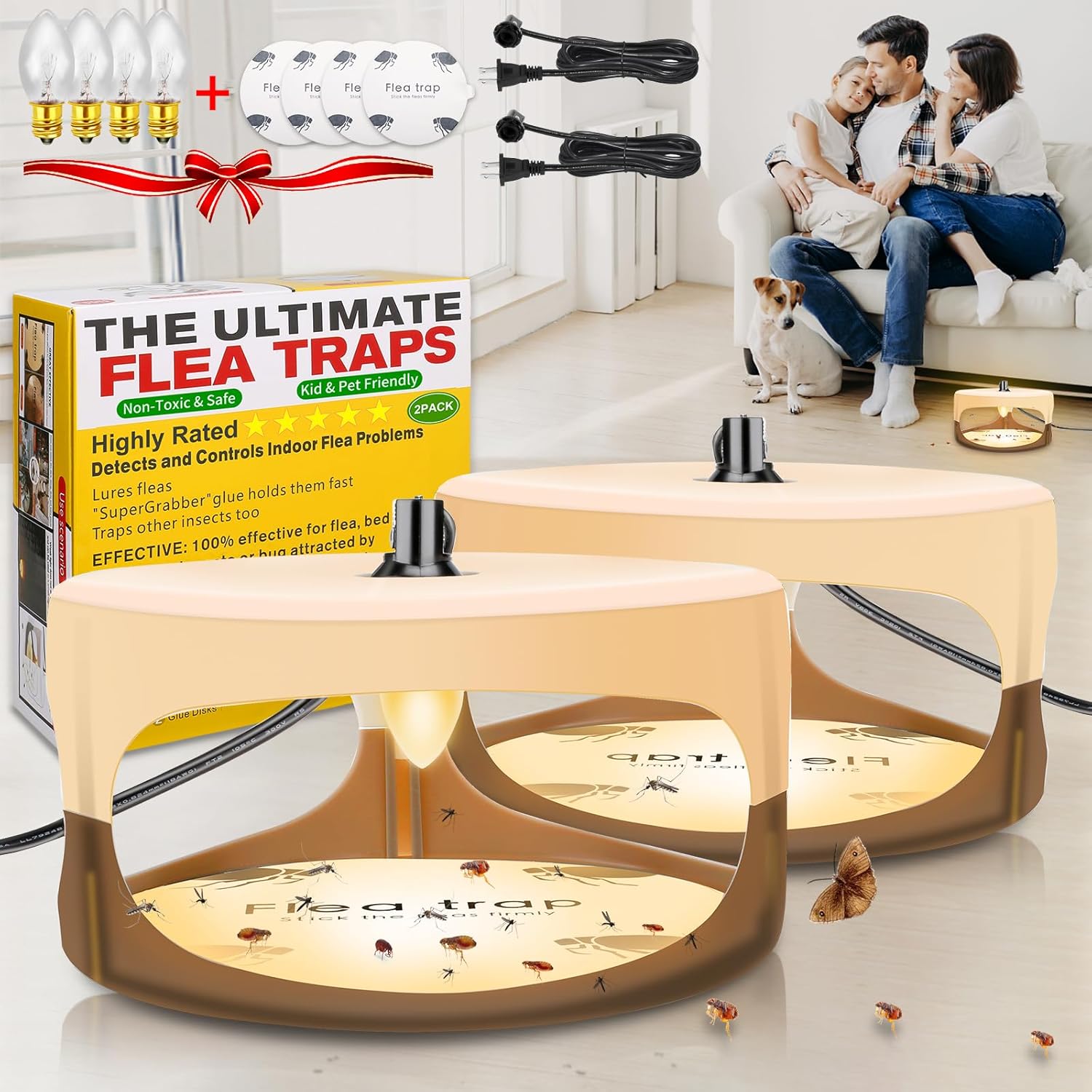 Amazon.com : Indoor Sticky Flea Trap, Flea Trap with 2 Glue Discs ...