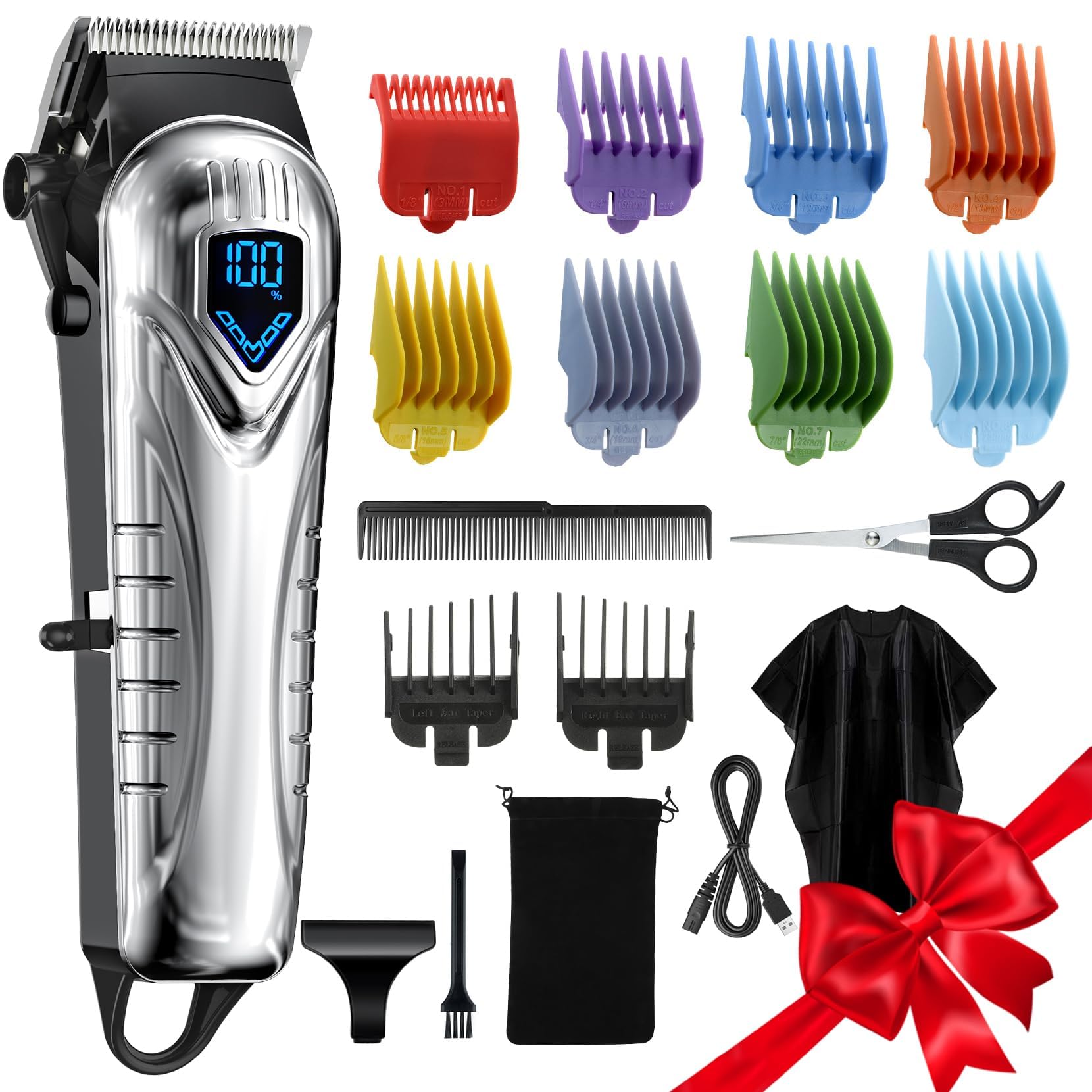 Hair Clippers for Men&Women, 5 Hours Cordless Hair Cutting Kit with 10 ...