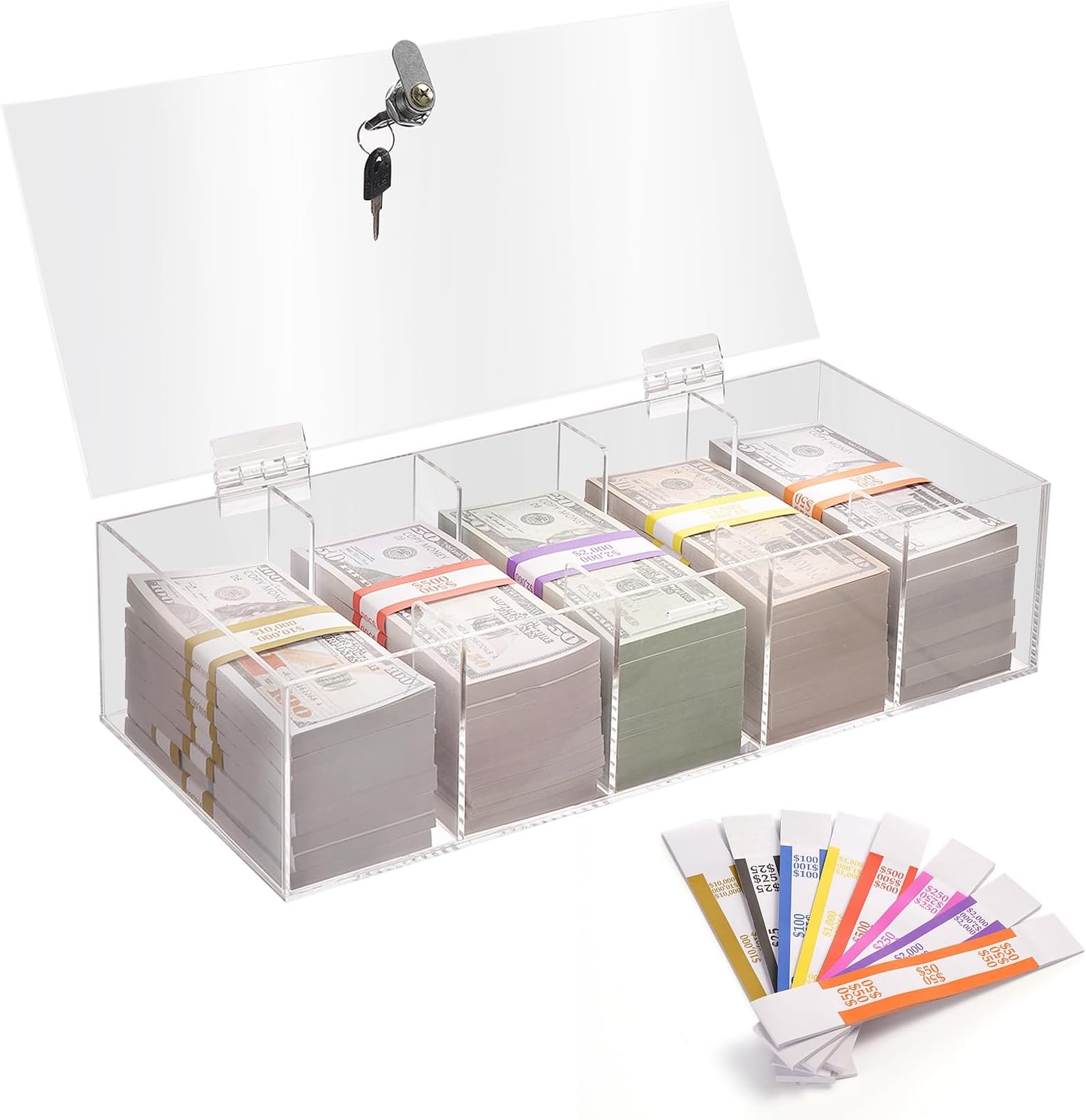 Amazon.com: Mczxon Acrylic Locking Currency Tray With 300 Currency ...