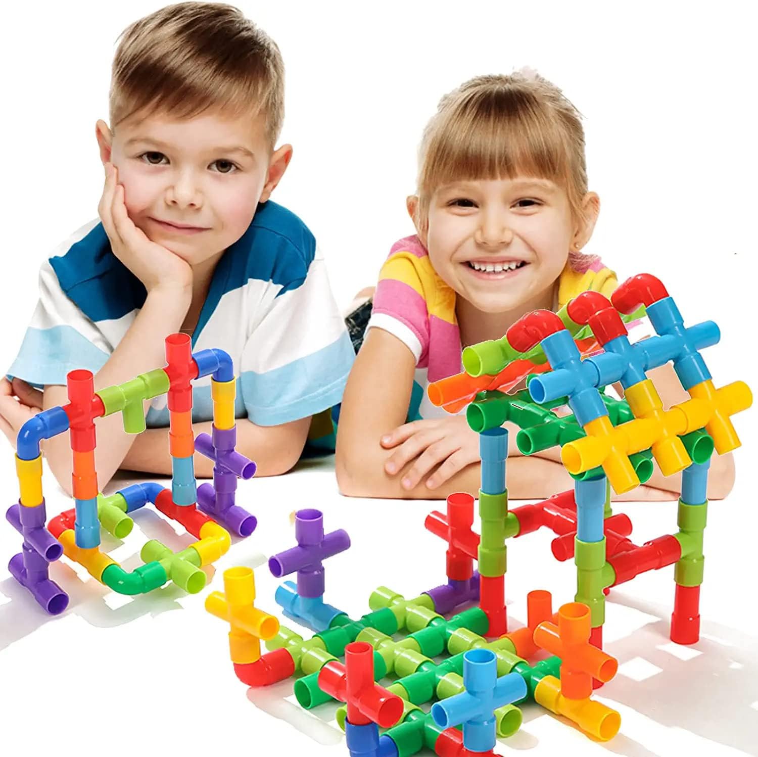 Toy Imagine™ 30+ Pipe Puzzle Blocks Set for Kids – Creative Building ...