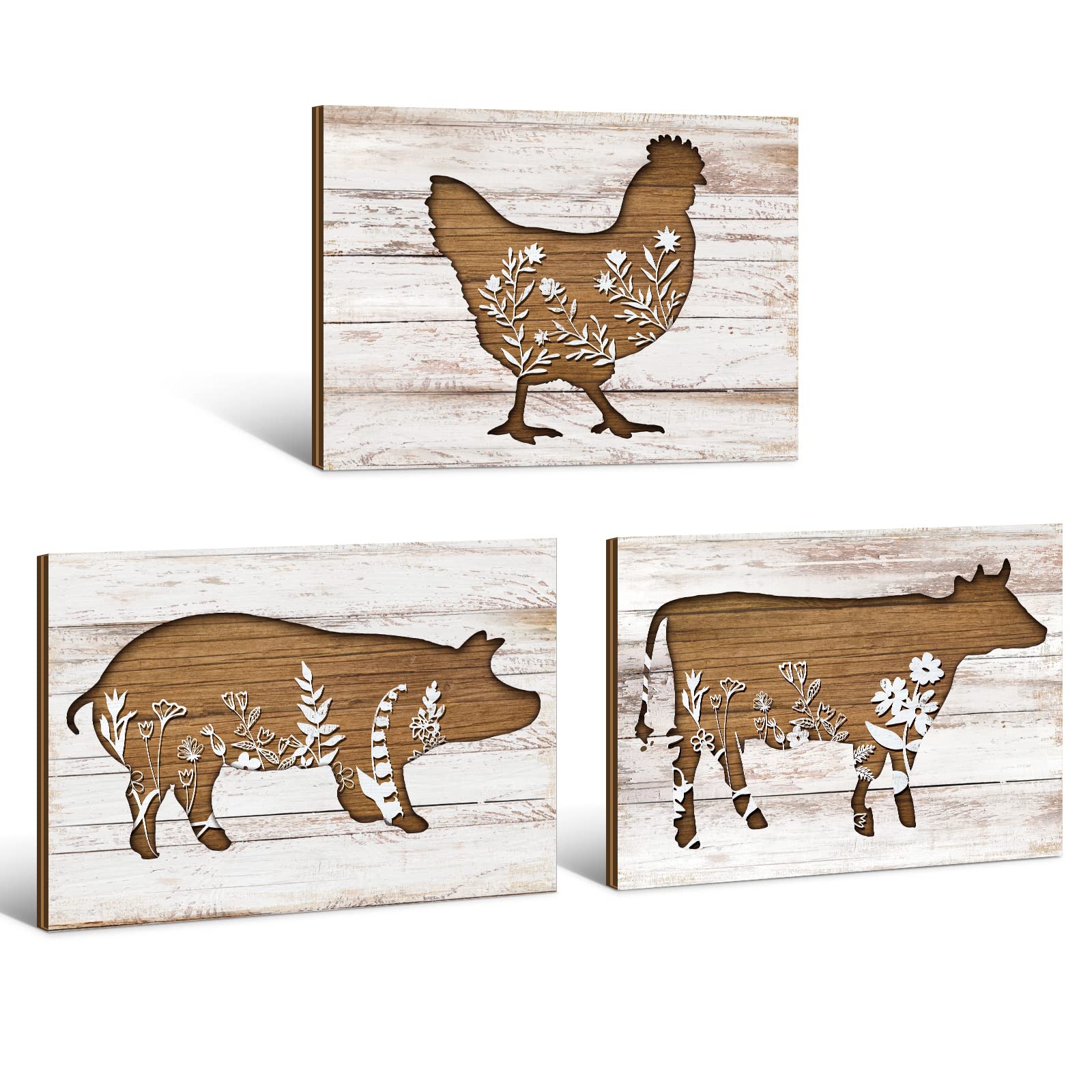 Amazon.com: Jetec 3 Pieces Farmhouse Kitchen Signs Cow Rooster and Pig ...
