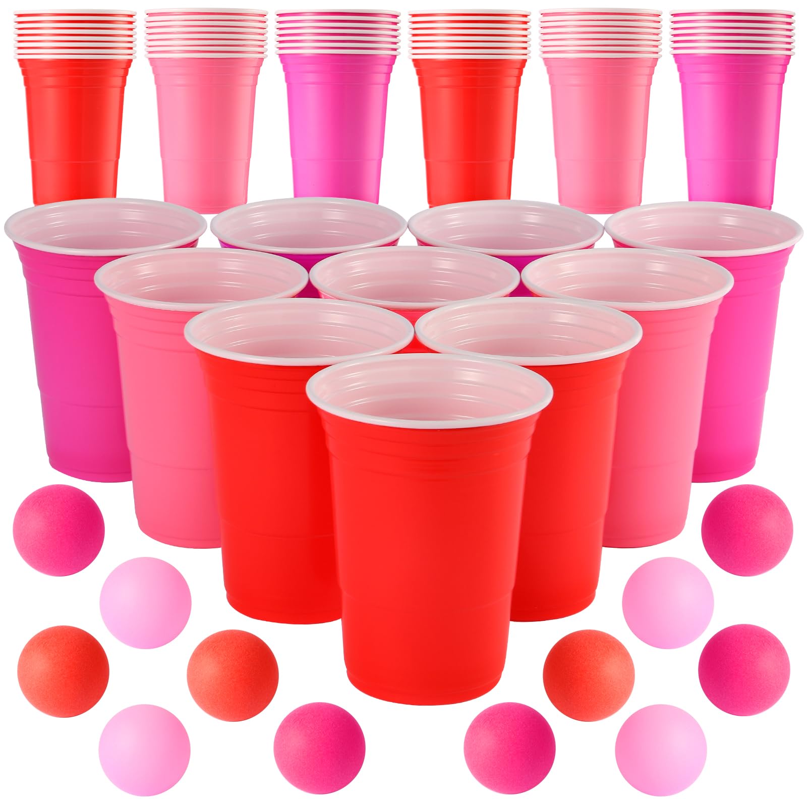 Amazon.com: AXBMM 22PCS 16 Oz Plastic Party Cups Valentine's Day Pong ...