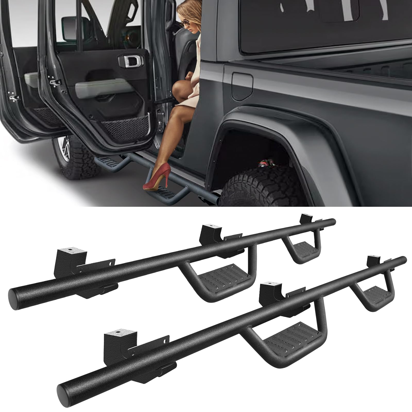 Nerf Accessories Rock Sliders Side Steps For 2020-2024 Jeep Gladiator ...