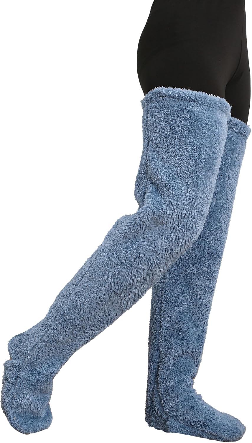 Amazon.com: Cozy Long Legging Warmers Socks - Furry Over Knee Thigh ...