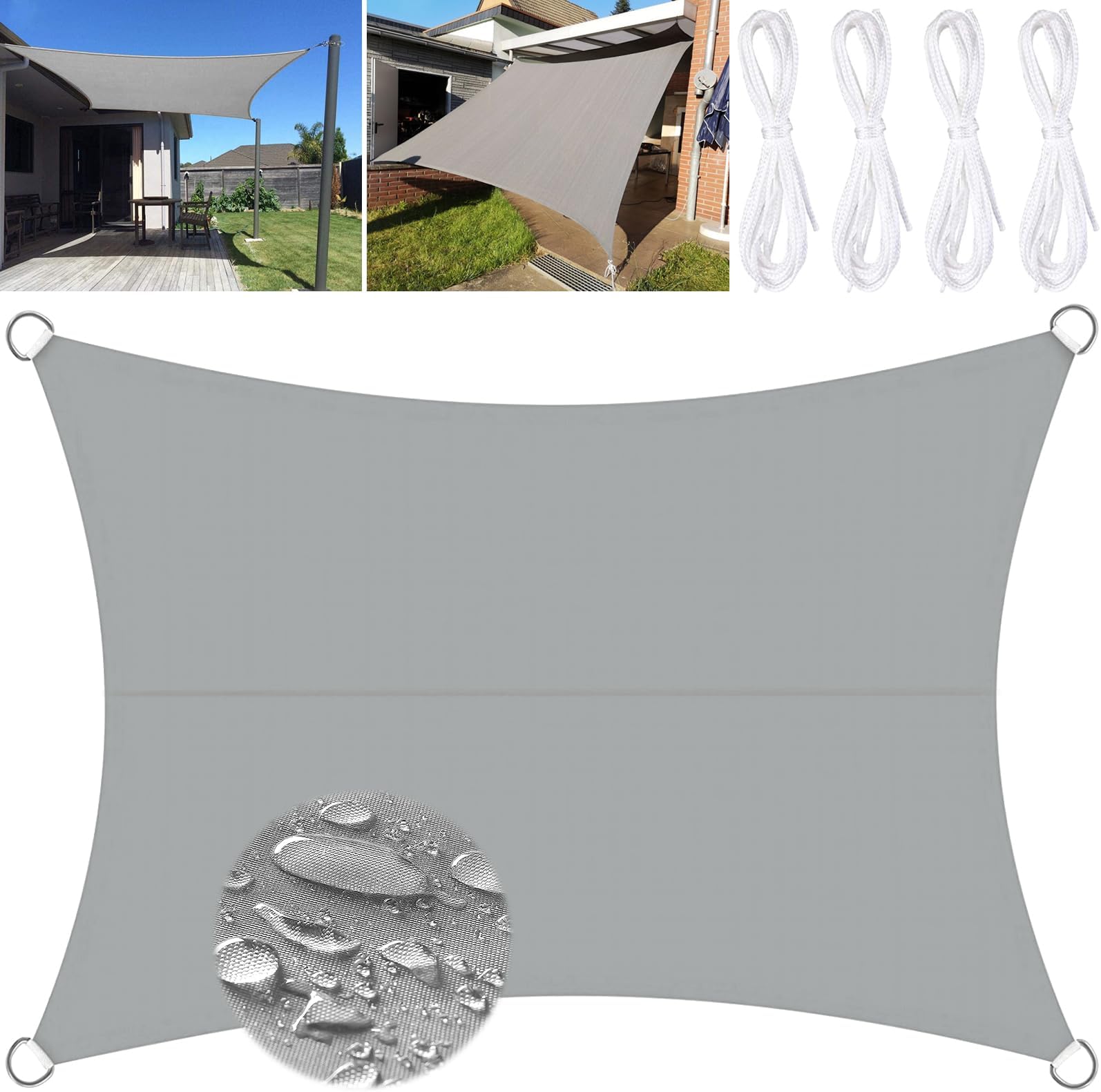MULEVIP Toile Ombrage Imperméable 3 x 4m Toile D'ombrage Toile Ombrage ...
