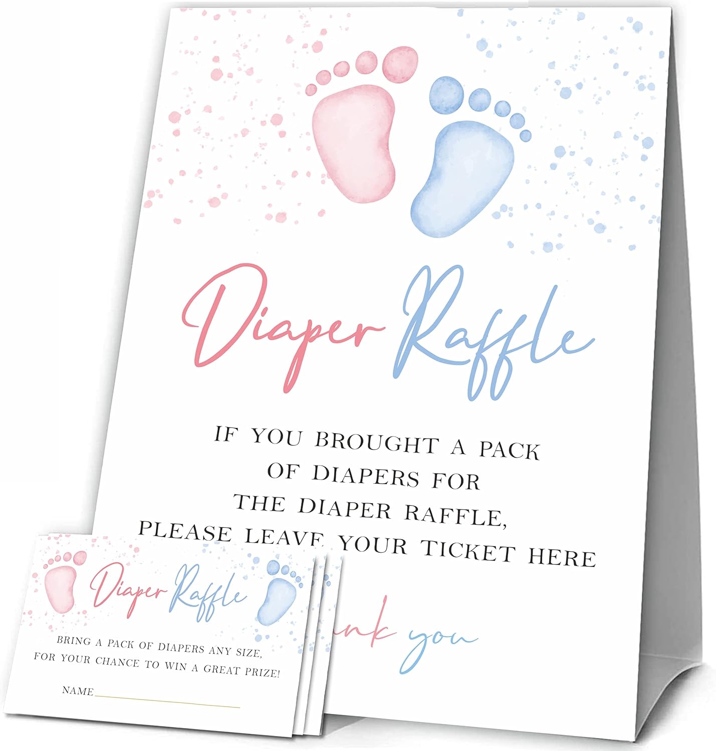 Amazon.com : JCVUK Baby Shower Games, 1 Diaper Raffle Standing Sign ...