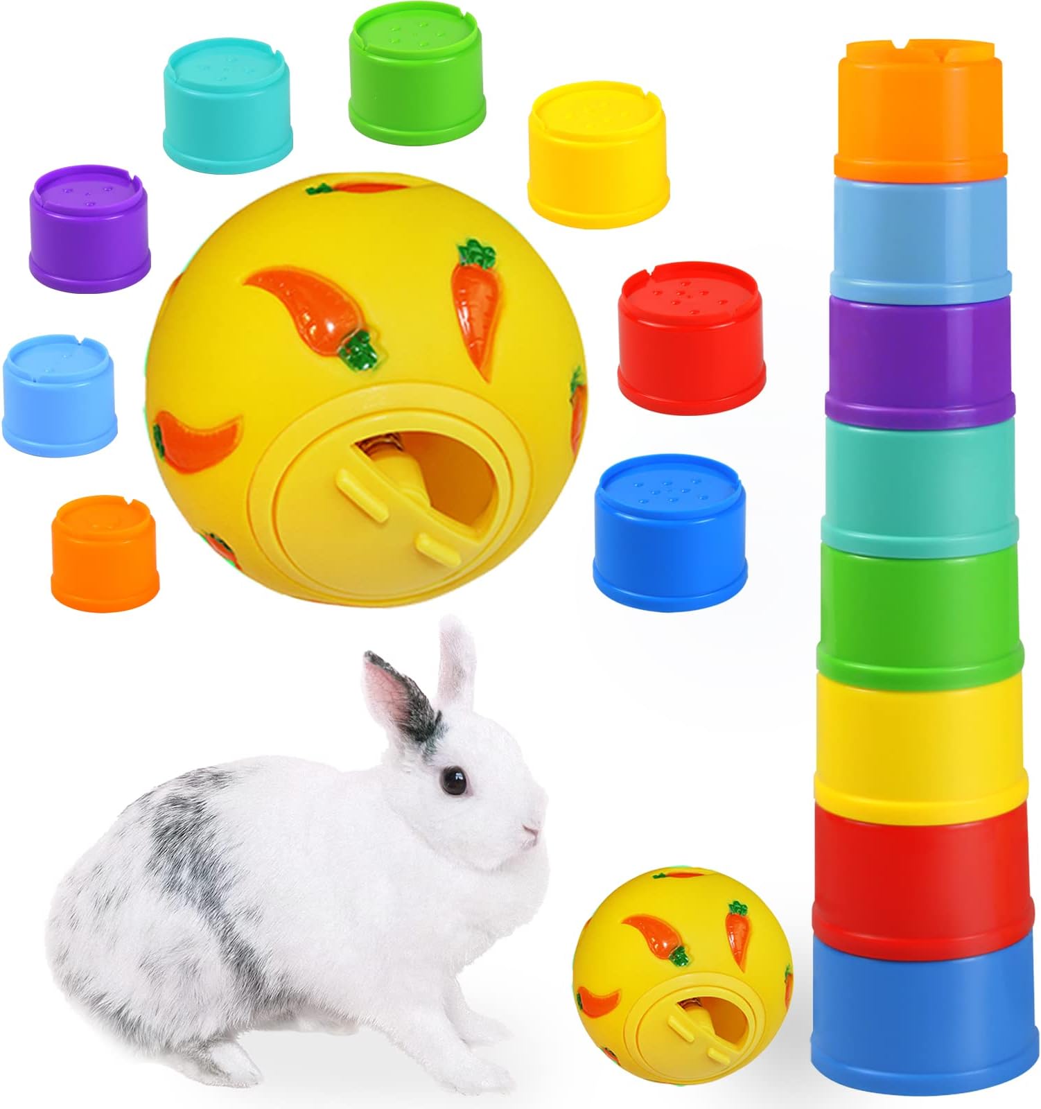 Amazon.com : LEIFIDE 9 Pack Stack up Bunny Cups and Treat Ball for ...