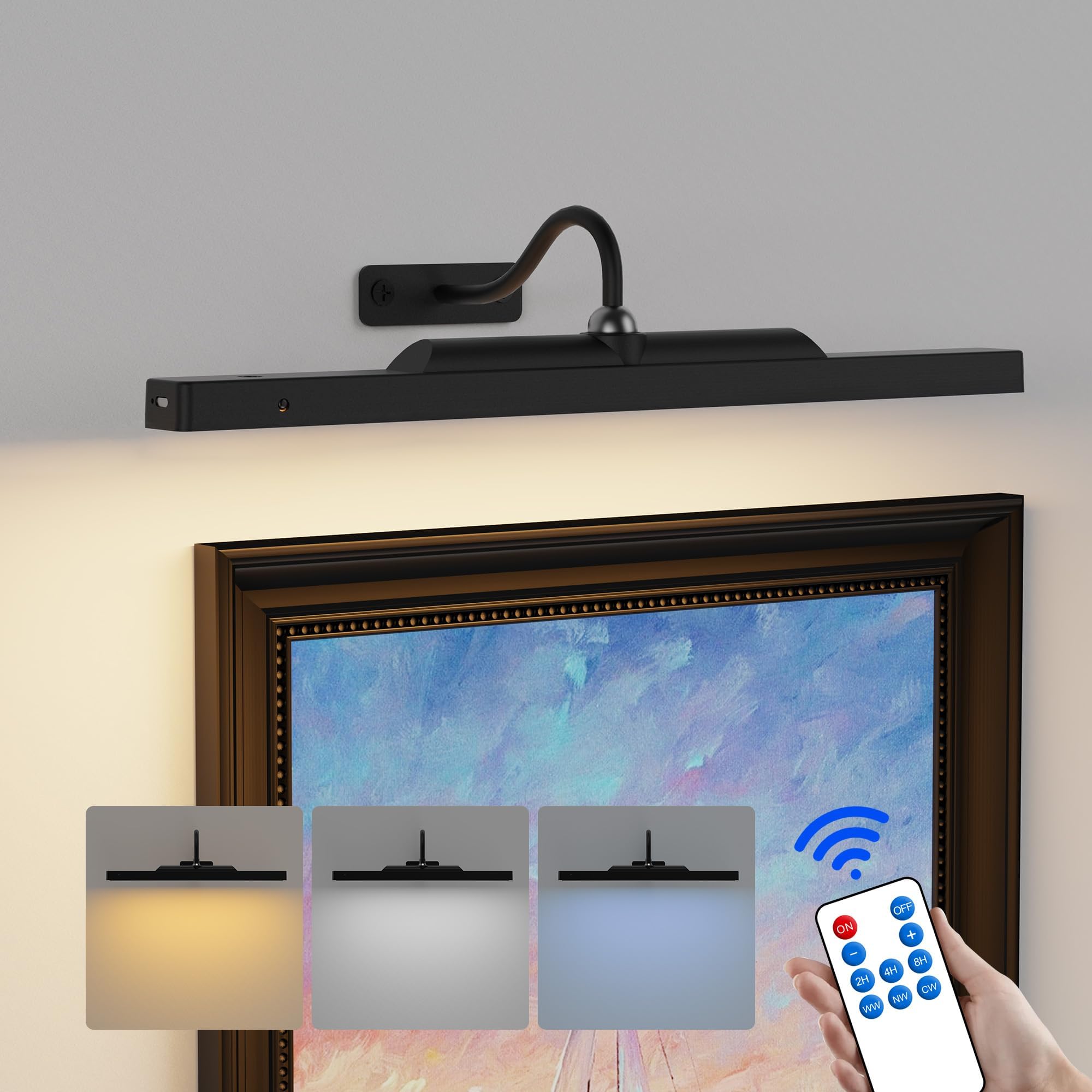 LED Ceiling Picture Lights with 6000mAH Rechargeable Battery Powered ...