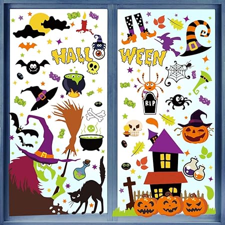 Amazon.com: 217 Pcs Halloween Window Clings, Double Sided Halloween ...