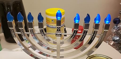Amazon.com: Zion Judaica Blue Electronic Hanukkah Menorah Powered by ...