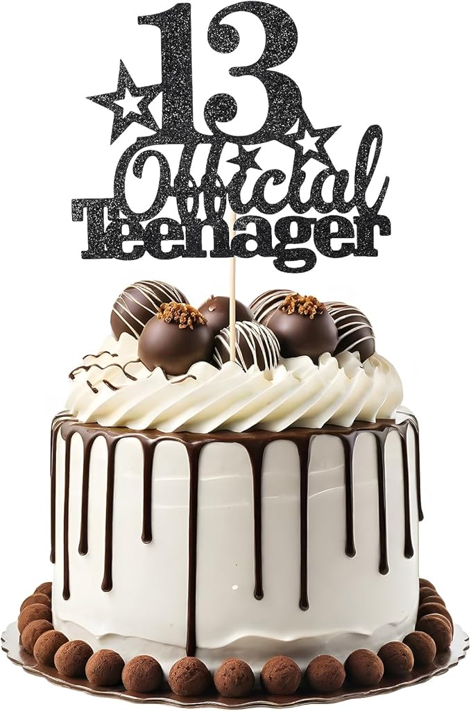 Tyqour Glitter 13th Birthday Cake Topper - Official Teenager Party ...
