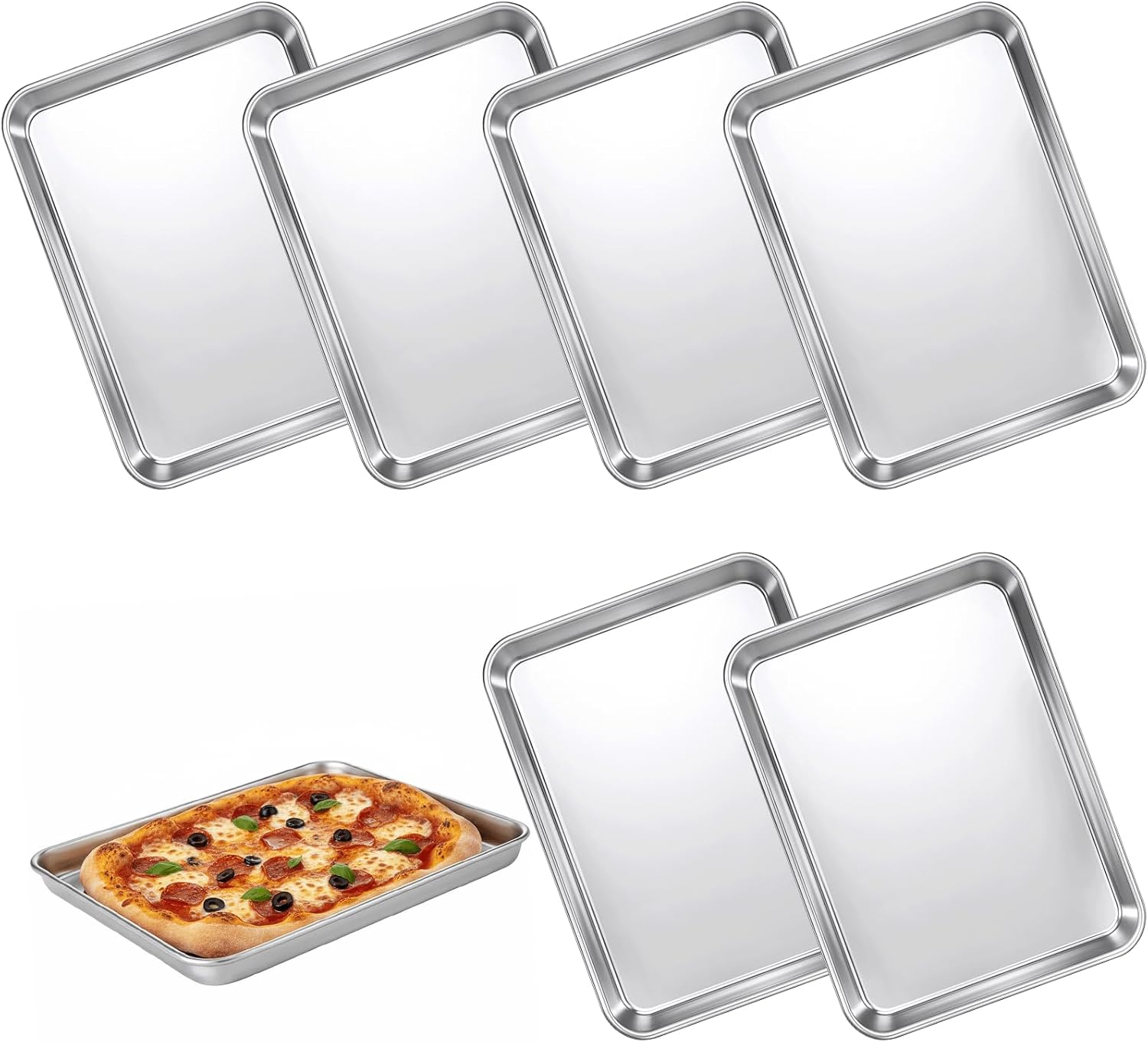 Amazon.com: 6 Pcs Baking Sheet Pan Set Stainless Steel Small Cookie ...
