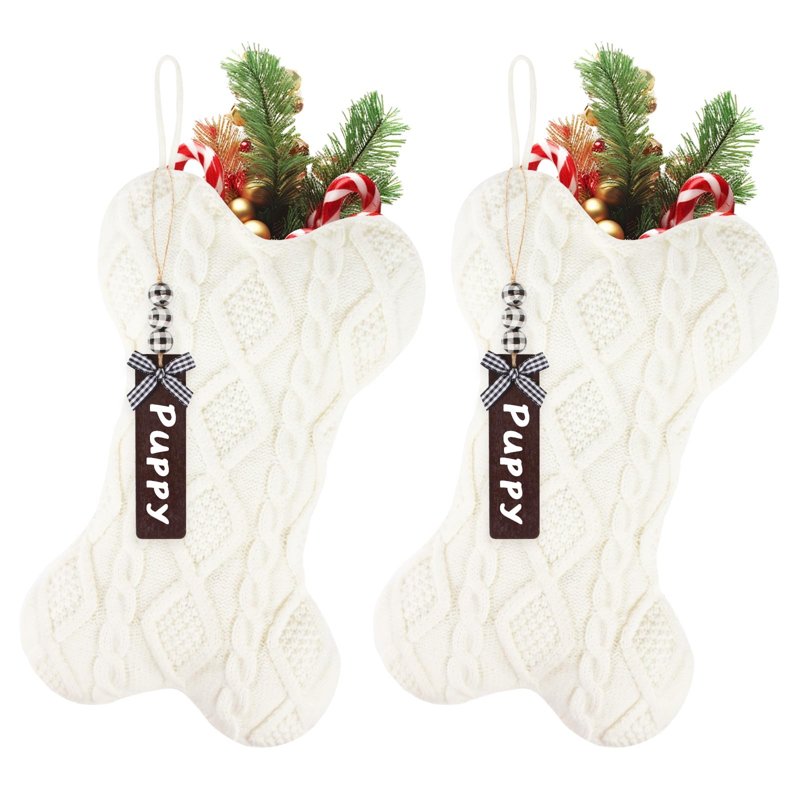 Amazon.com: Dog Christmas Stockings,2-Pack Personalized Cable Knitted ...