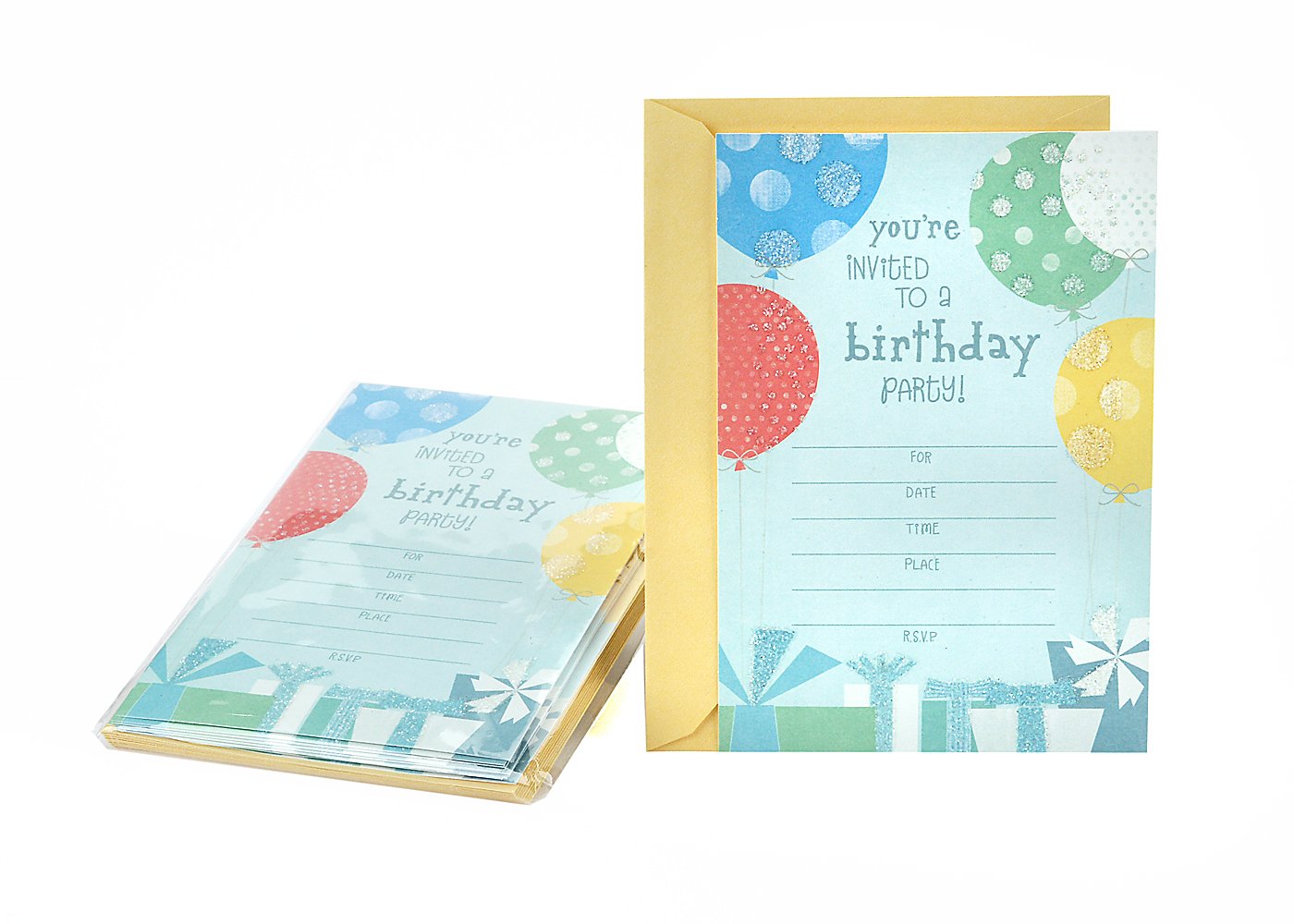 Hallmark Birthday Party Invitation Cards (Balloons and Gifts) : Amazon ...