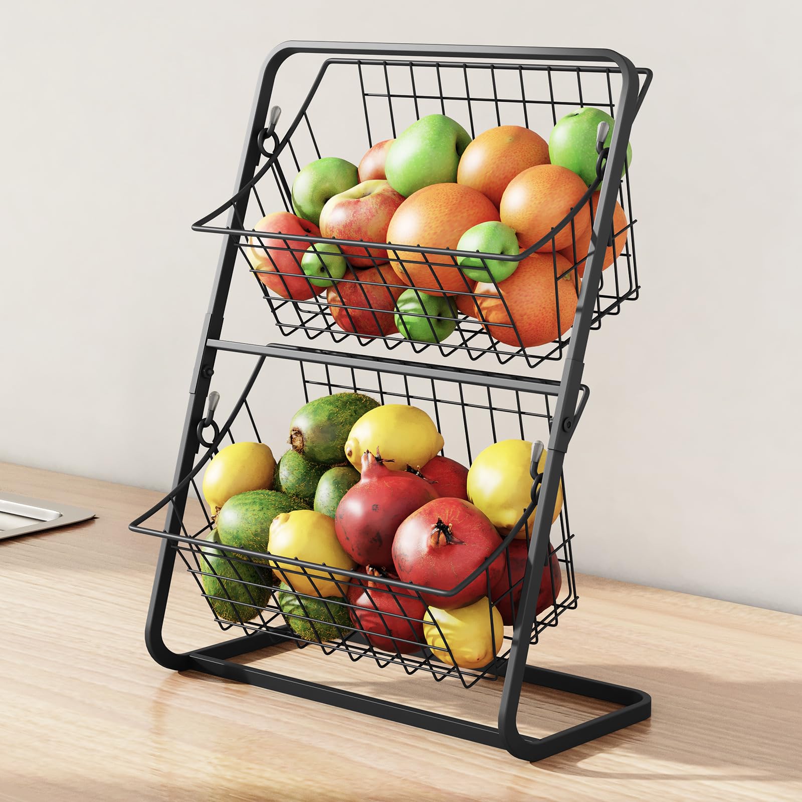 MaxEarn 2 Tier Storage Basket, 28x15x37cm Stander Storage Shelf ...