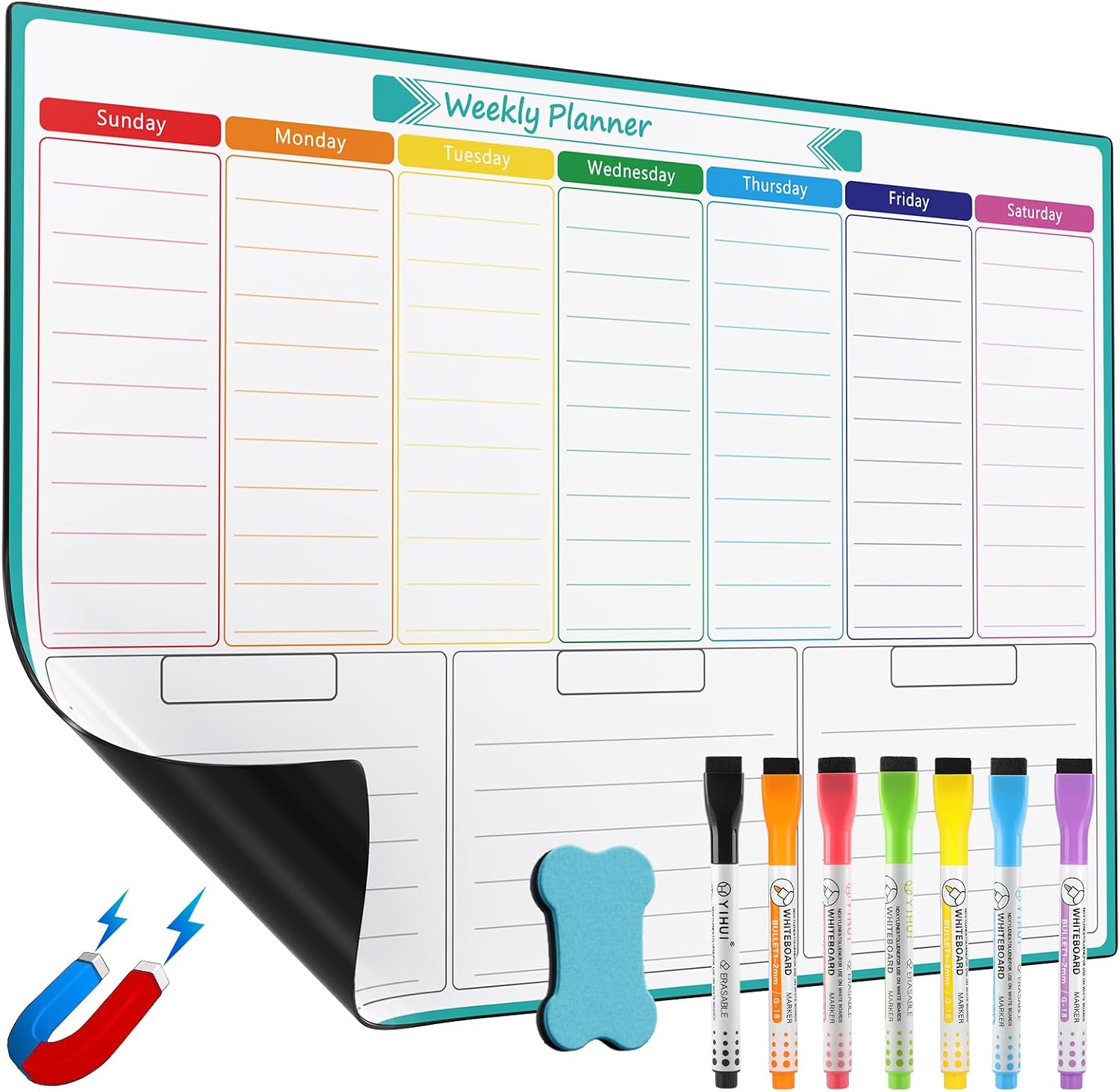 KTRIO A3 Magnetic Weekly Planner for Household, Shopping List, Food and ...