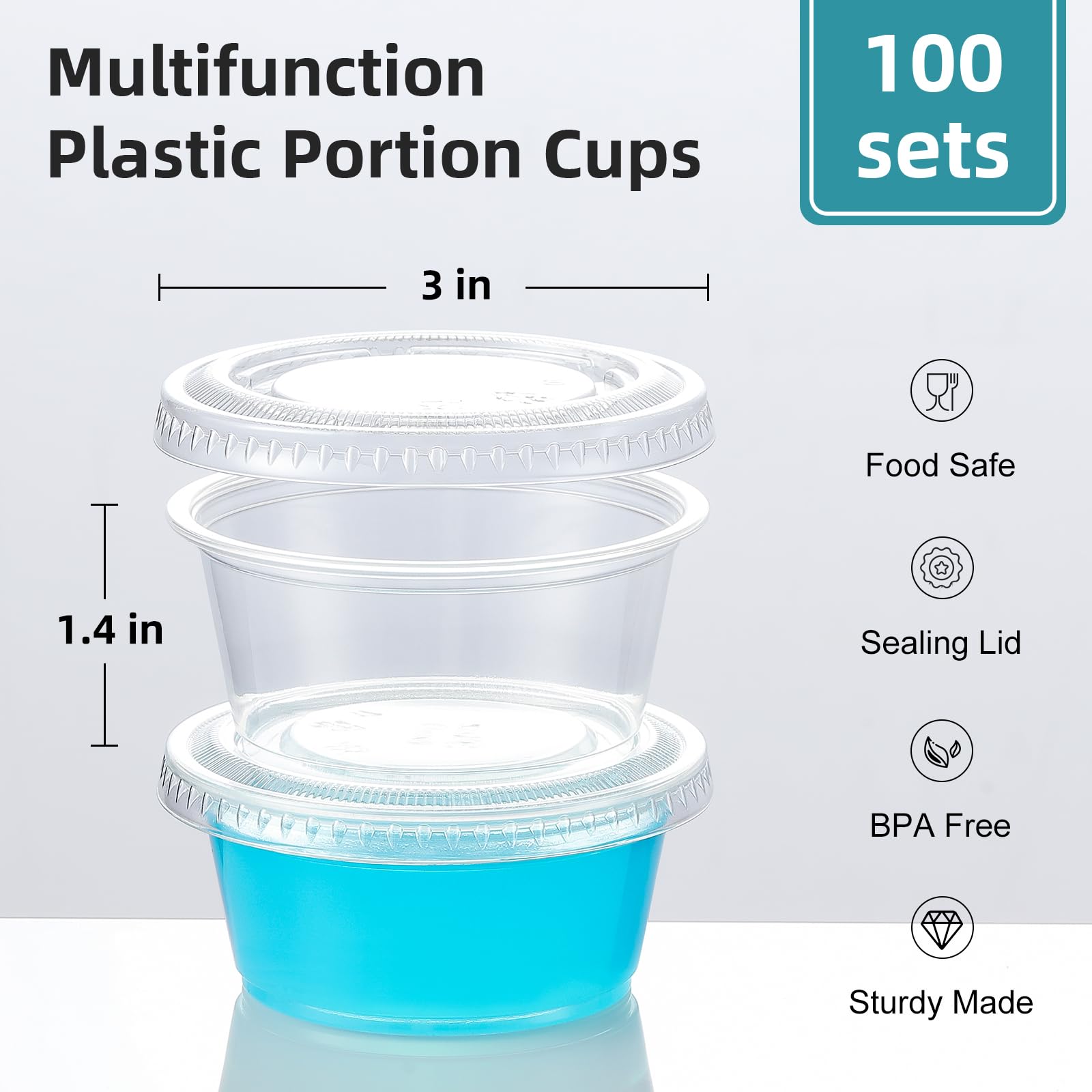Snapklik.com : AOZITA 100 Sets - 3.25 Oz Portion Cups