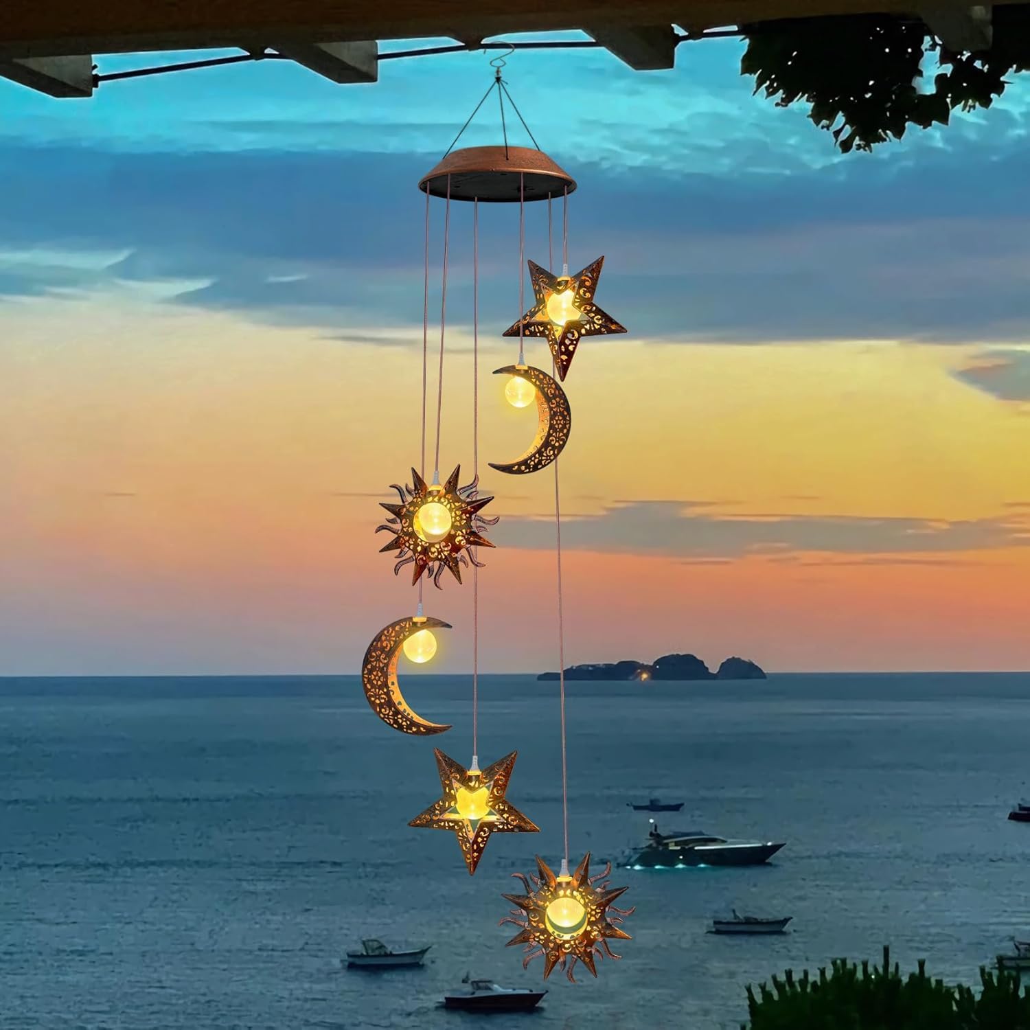 Amazon.com : Gifts & Decor Celestial Acrylic Hanging Outdoor Wind Chime ...