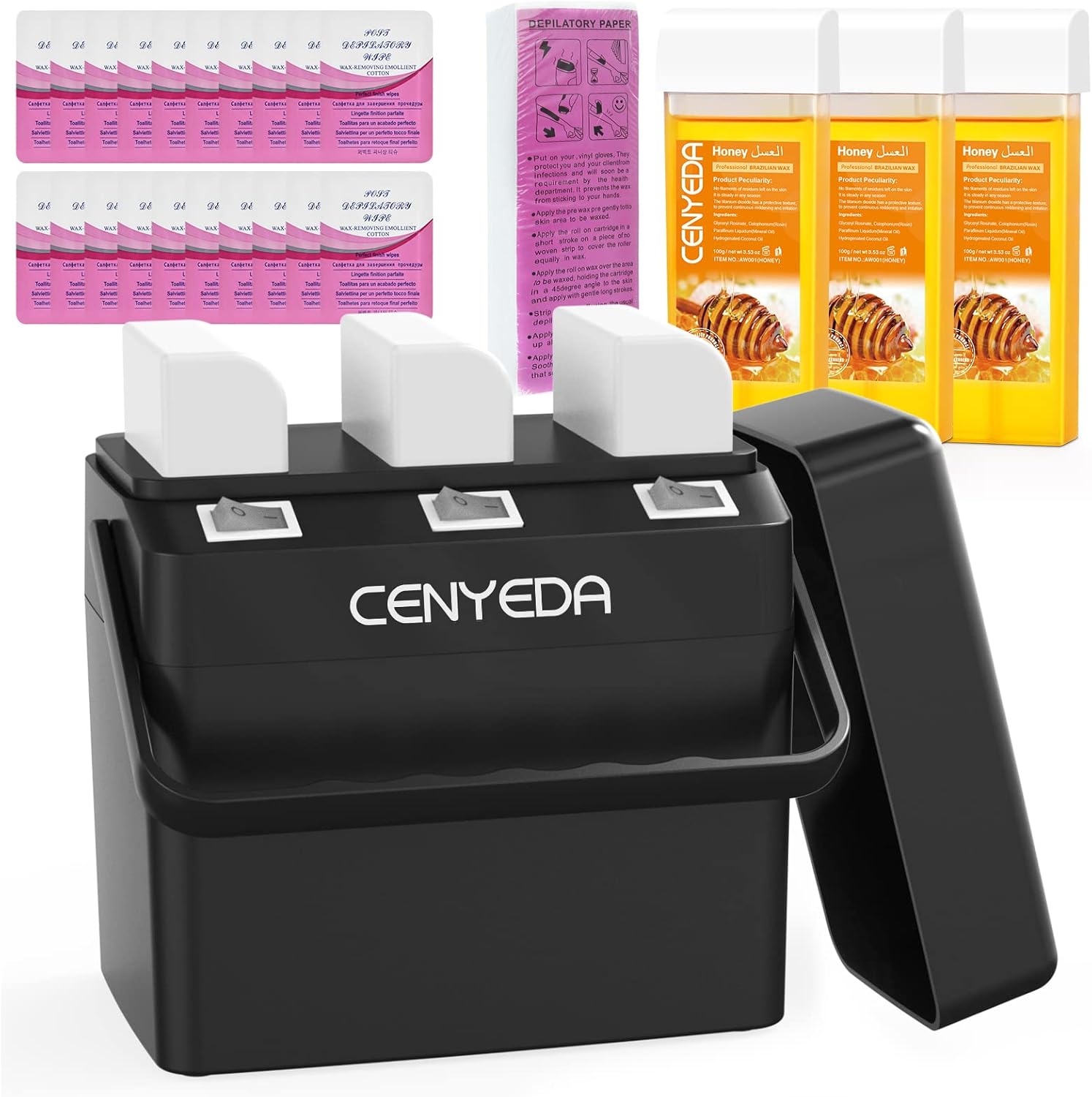 Amazon.com : 3 IN 1 Roll On Waxing Kit, CENYEDA Hair Removal Triple ...