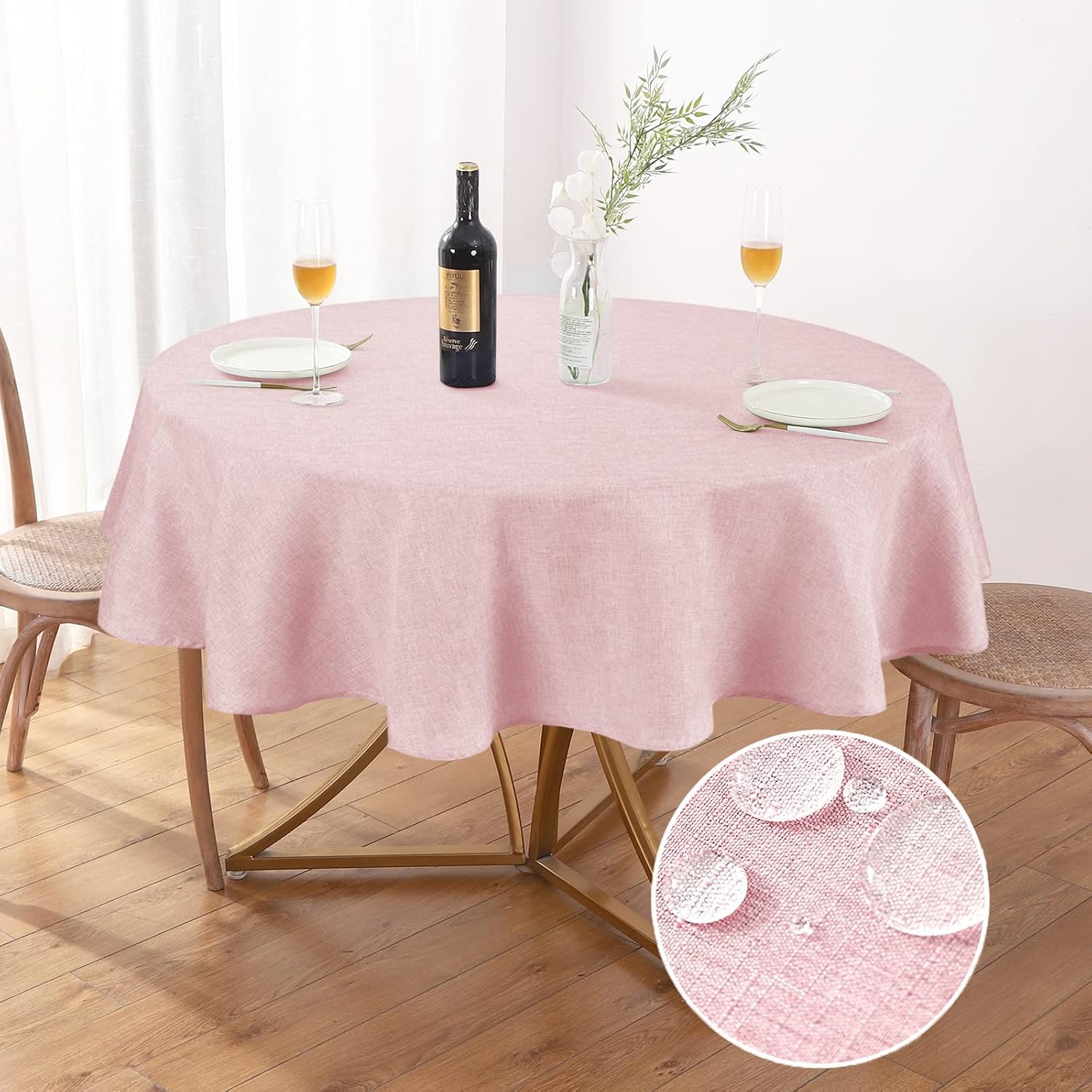 Amazon.com: AUSSPVOCT Linen Textured Tablecloth Round Table Cloths 54 ...